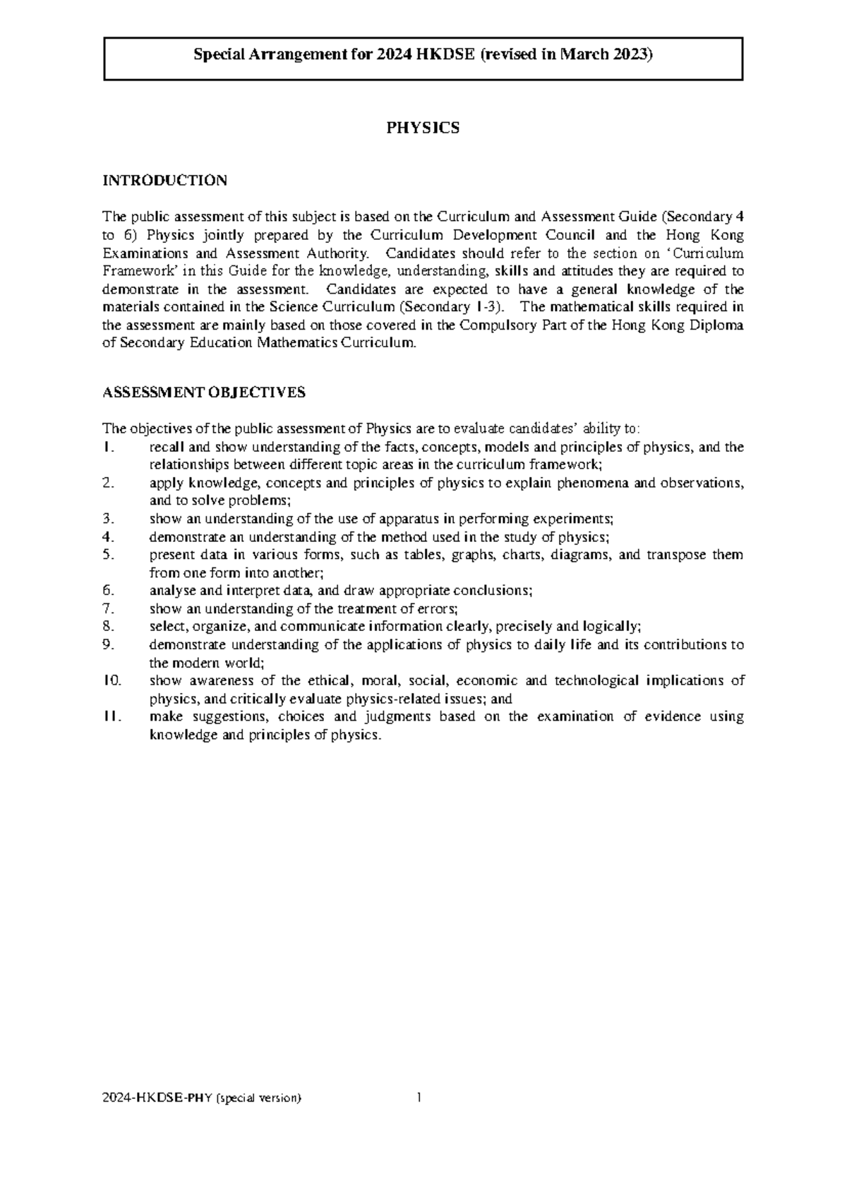 2024hkdse e phy ira - Physics sample paper - 2024 - HKDSE-PHY (special ...