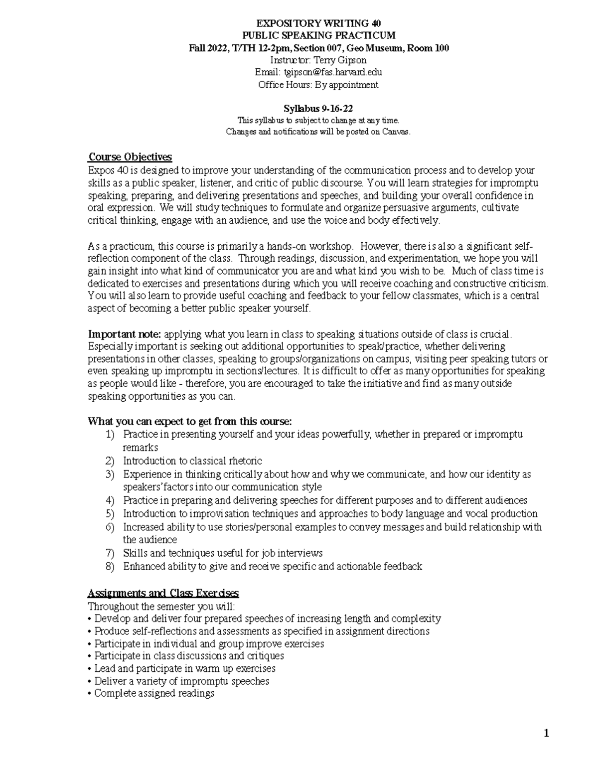 speaking syallbus for practice - EXPOSITORY WRITING 40 PUBLIC SPEAKING ...