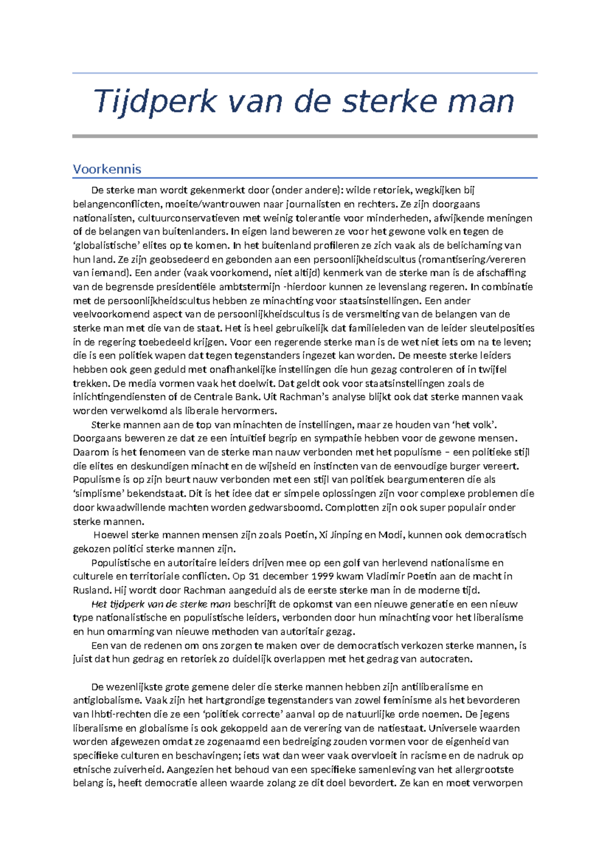 Tijdperk van de sterke man samenvatting - Tijdperk van de sterke man ...