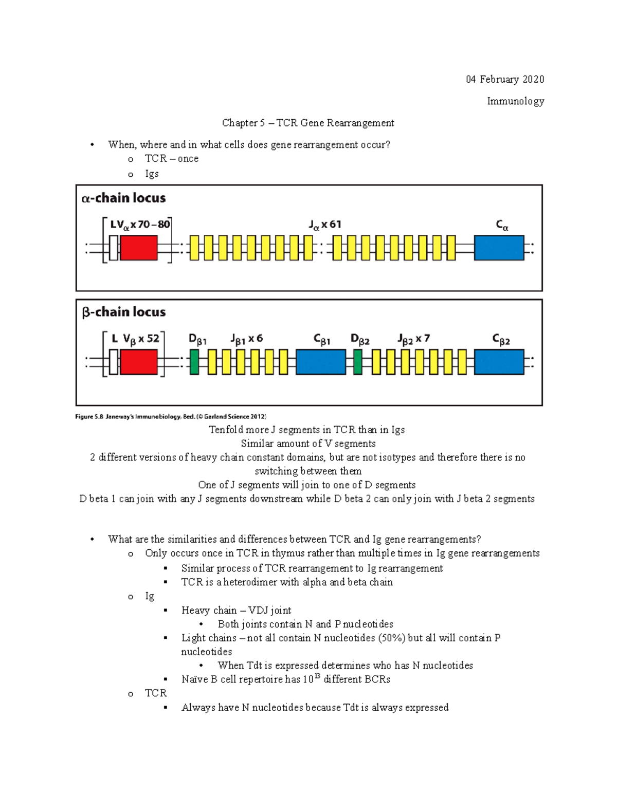 04 February - Chapter 5 – TCR Gene Rearrangement - 04 February 2020 ...