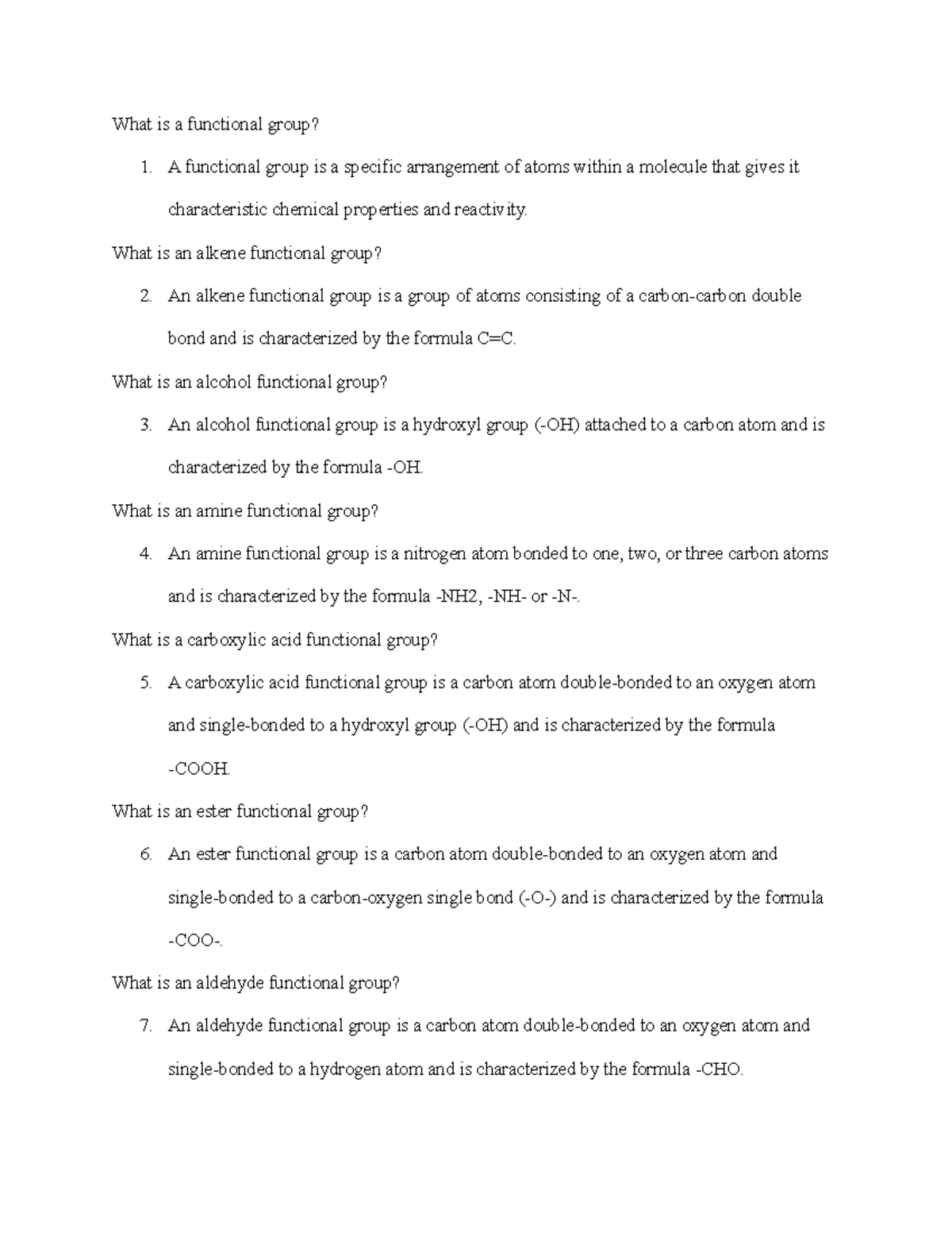Functional Groups-Practice Material - What is a functional group? 1. A ...