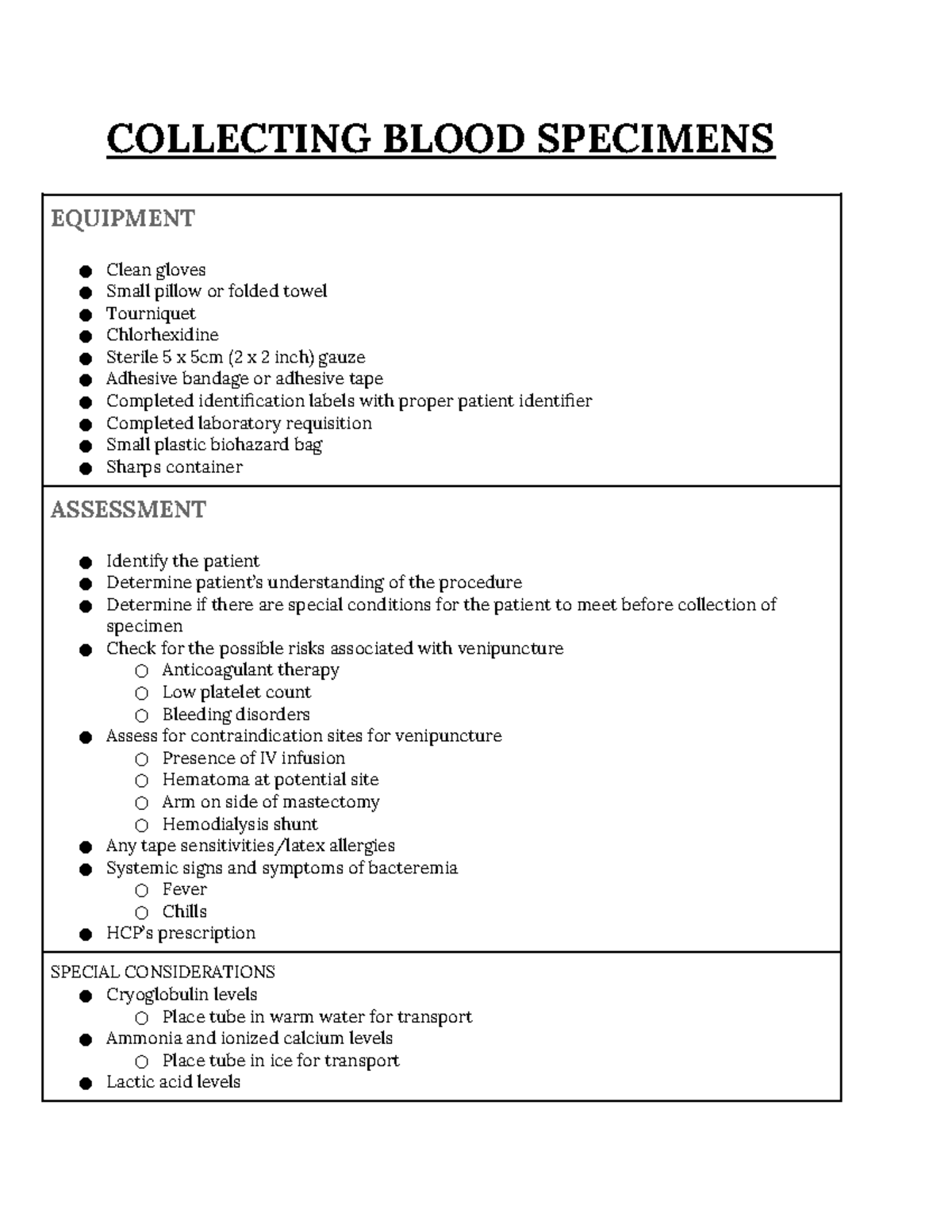 Specimens health - COLLECTING BLOOD SPECIMENS EQUIPMENT Clean gloves ...
