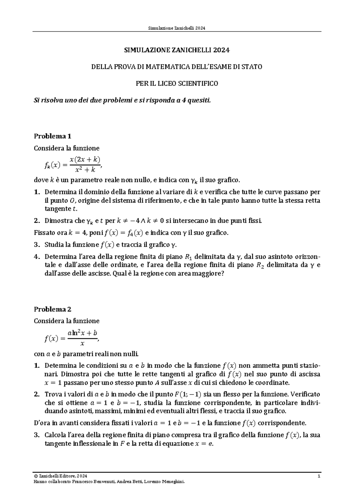 Mat LS simulazione 2024 testi - Simulazione Zanichelli 2024 ...