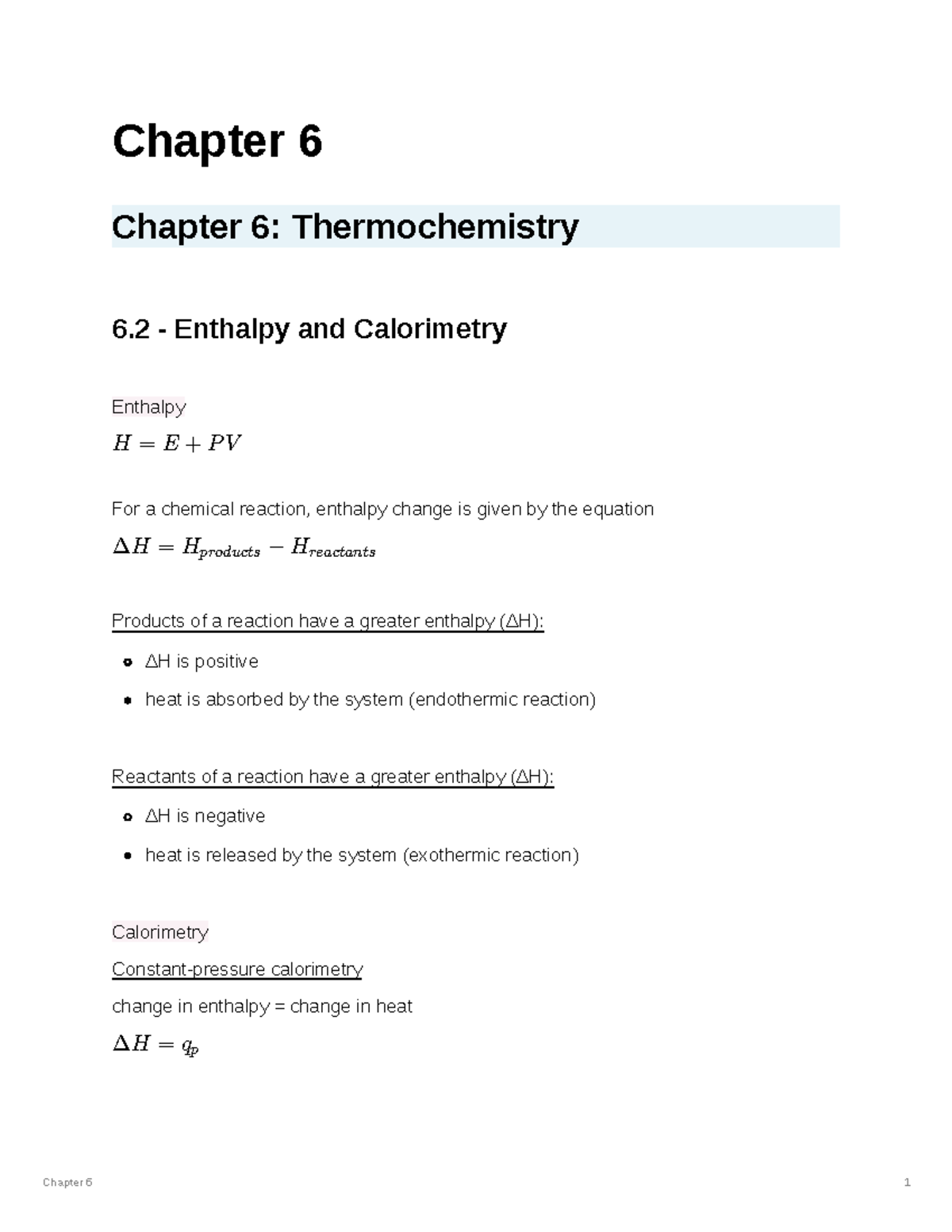 Chemistry Notes Chapter 6 - Chapter 6 1 Chapter 6 Chapter 6 ...
