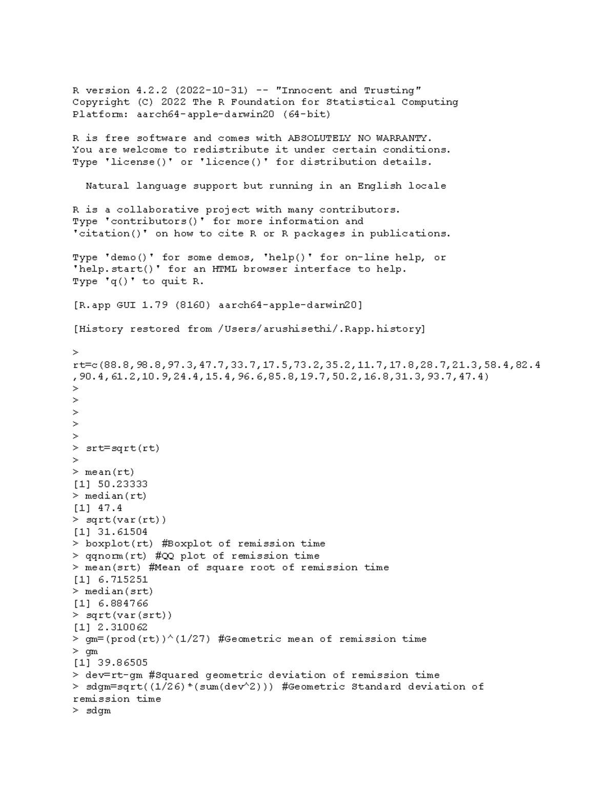 Assignment 3 biostats - Summary Life on Earth- Unifying Principles - R version 4.2 (2022-10-31 ...