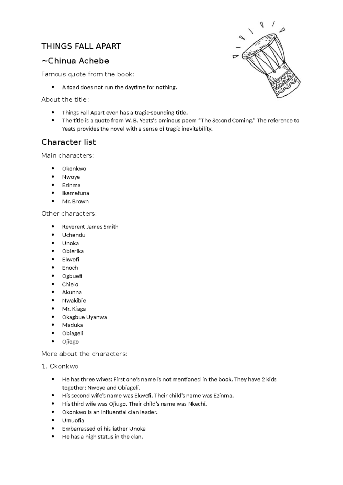 Things fall apart summary - THINGS FALL APART ~Chinua Achebe Famous ...