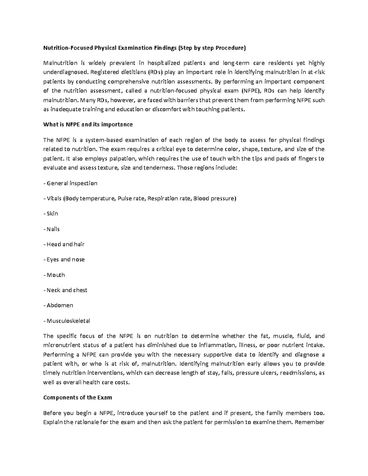 Nutrition-Focused Physical Examination Findings (Step by step Procedure ...