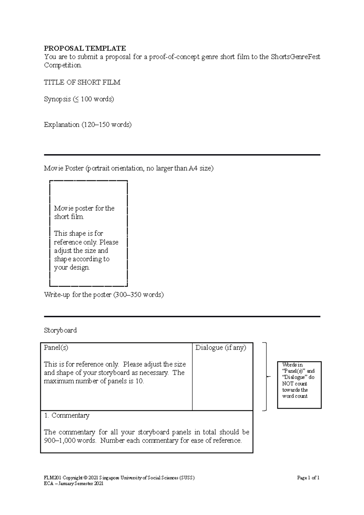 FLM201 ECA Template January 2021 - PROPOSAL TEMPLATE You are to submit ...