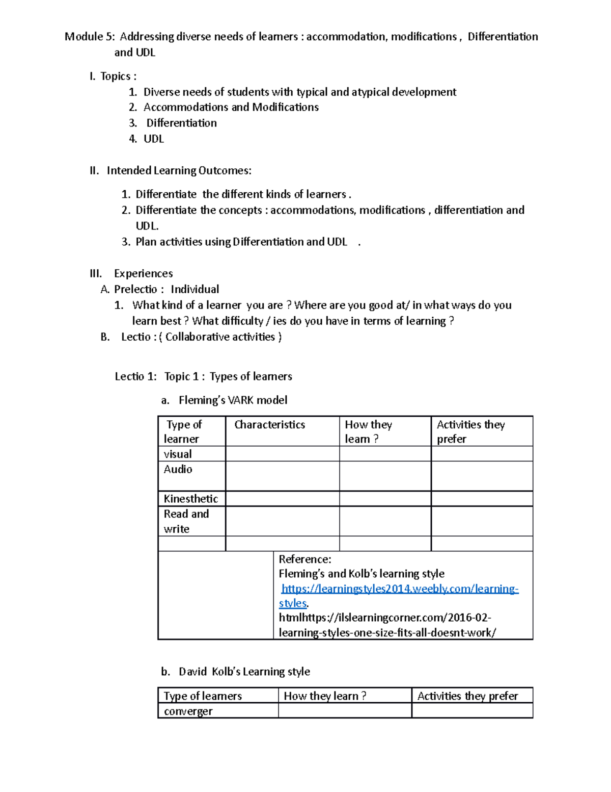 Module 4 addressing different needs - Module 5: Addressing diverse ...