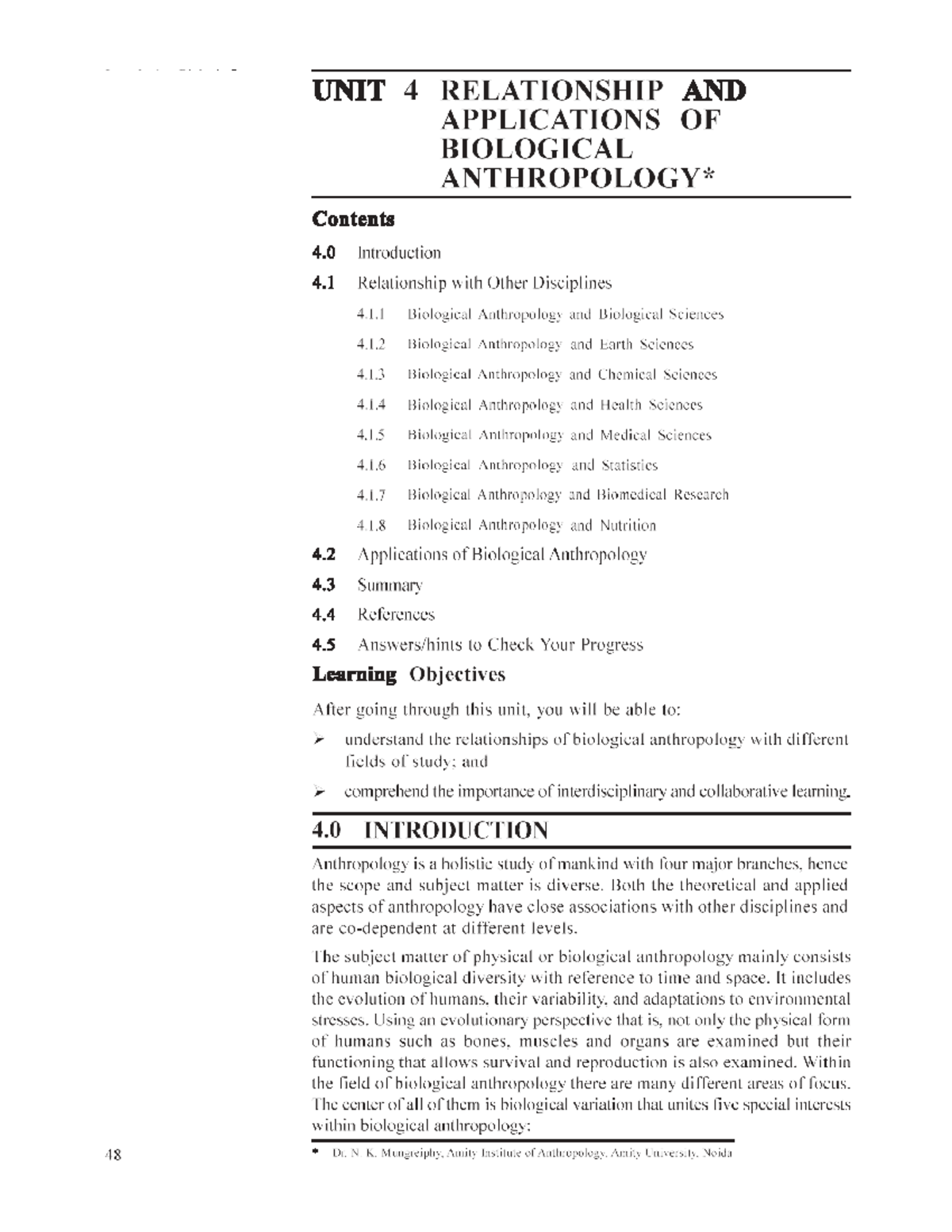 Unit- 4 Relationship and Applications of Biological Anthropology - Studocu
