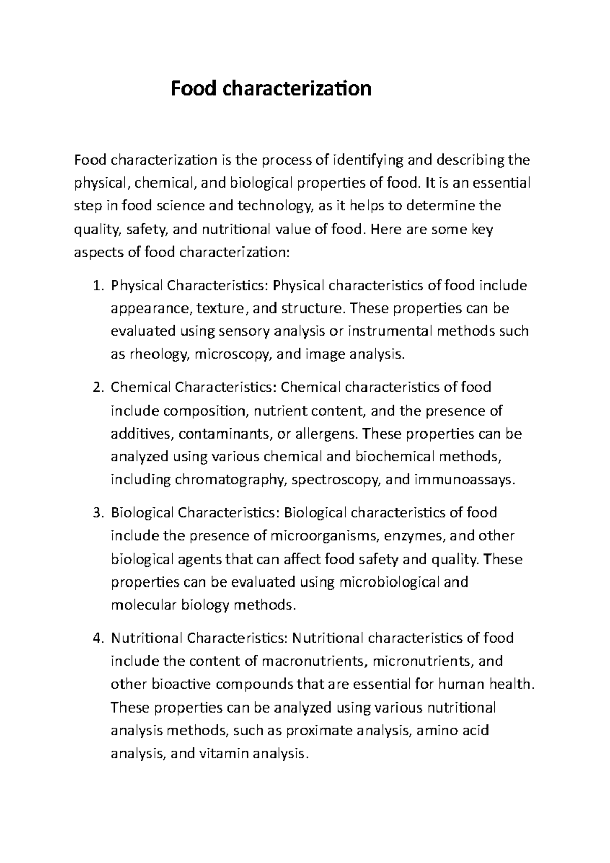 Food characterization - Food characterization Food characterization is ...
