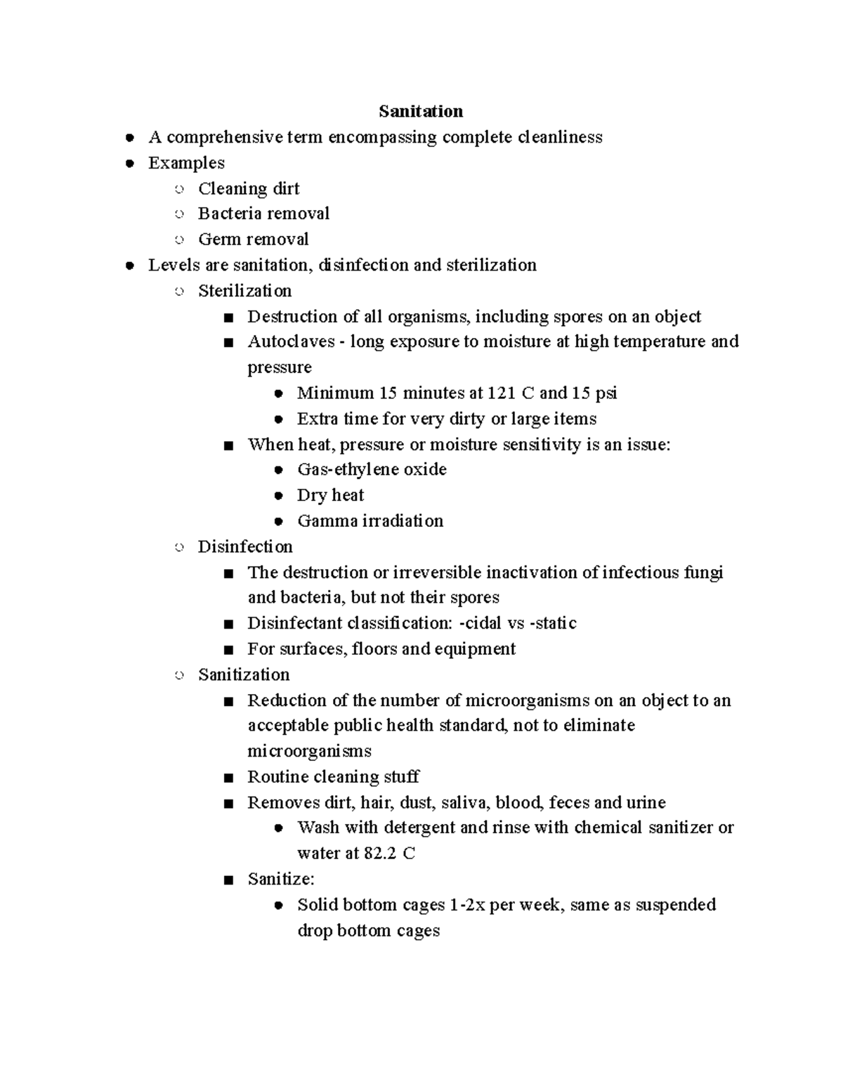LAS 4 - sanitary safety - Lab Animal Science Notes - Sanitation A ...
