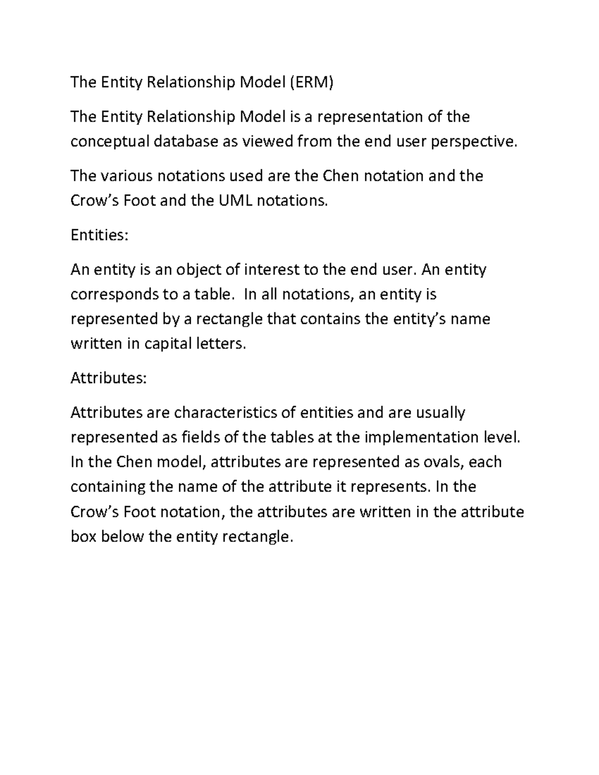 E RModel - The Entity Relationship Model (ERM) The Entity Relationship ...