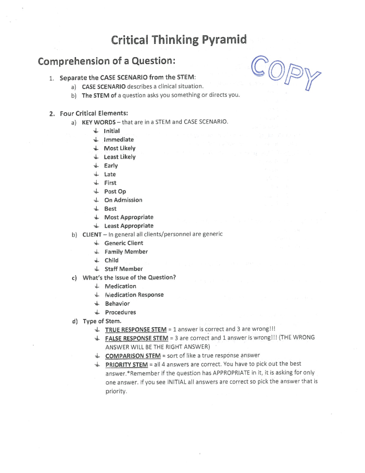 Critical Thinking Pyramid - Separate the CASE SCENARIO from the STEM ...