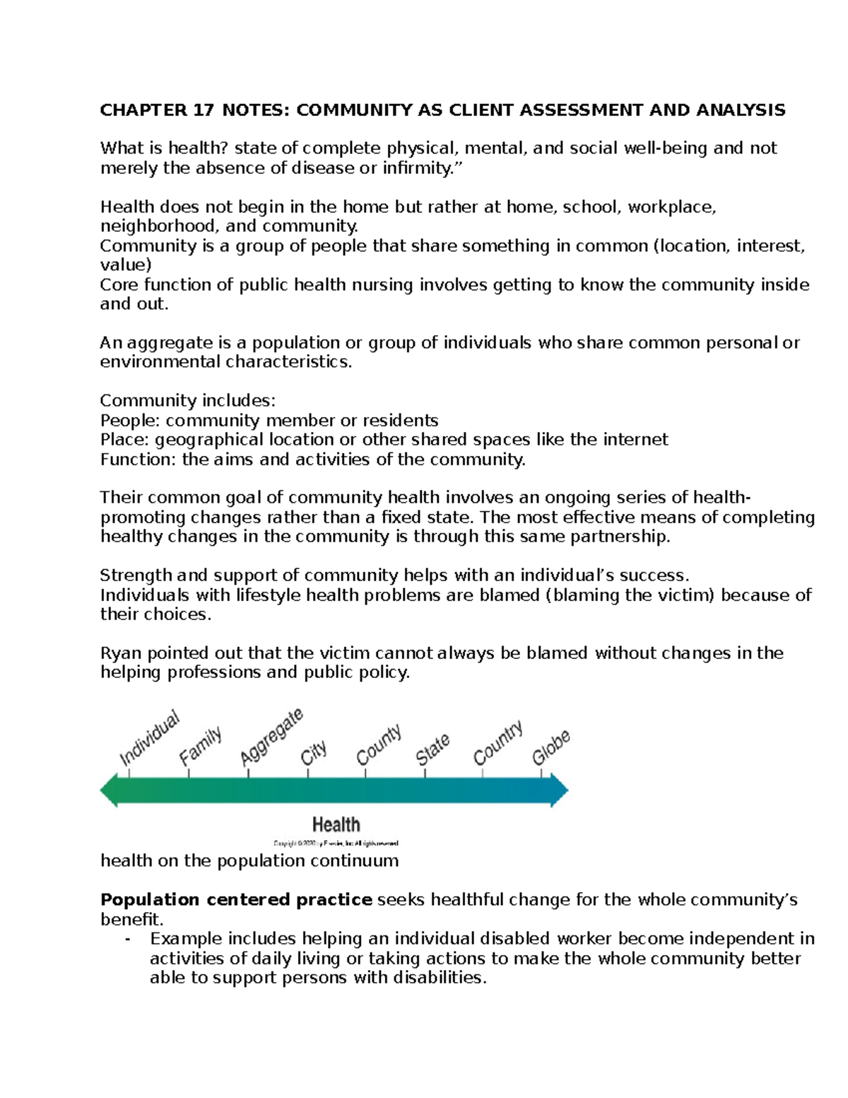 Exam 2 Notes Chapter 17 - Summary Community/Public Health Nursing ...
