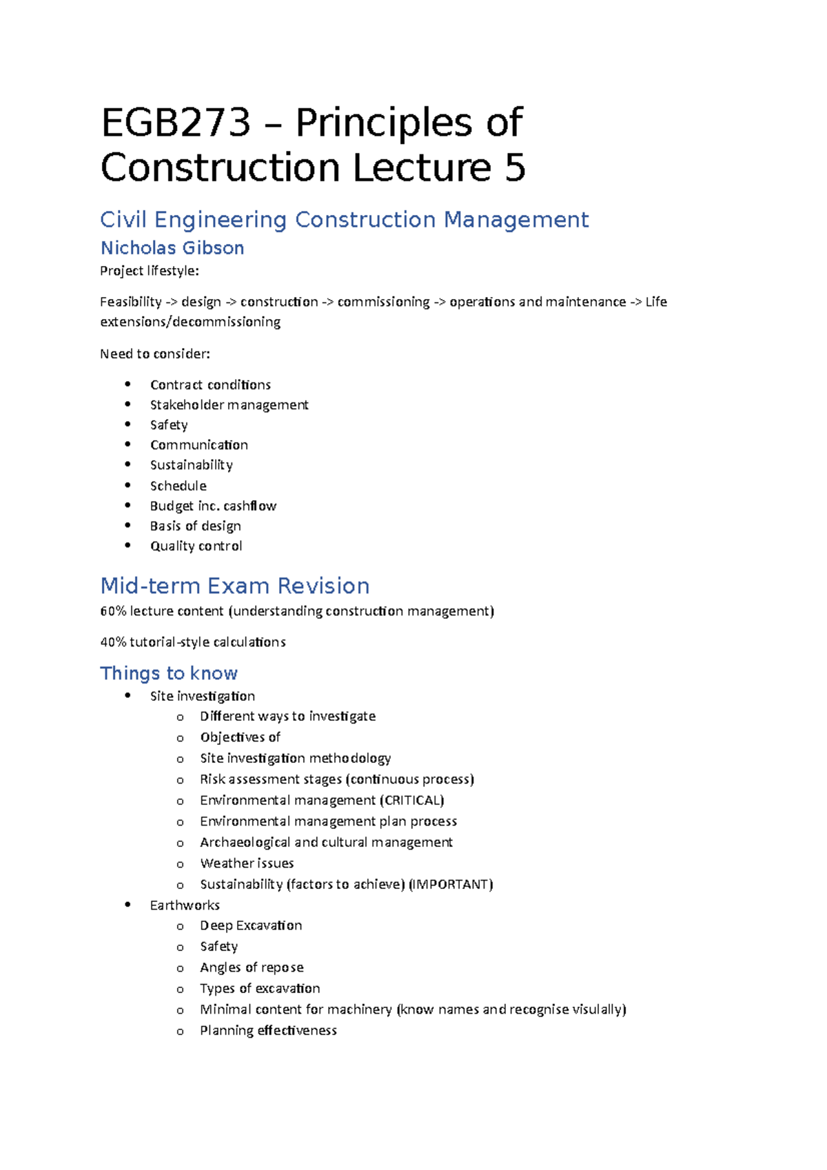 EGB273 Lecture 5 (PST Revision) - EGB273 – Principles of Construction ...