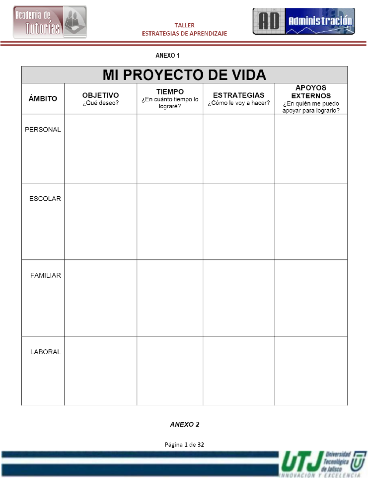 Mi proyecto de vida - Plantillas para desarrollo integral - Deontología - Studocu