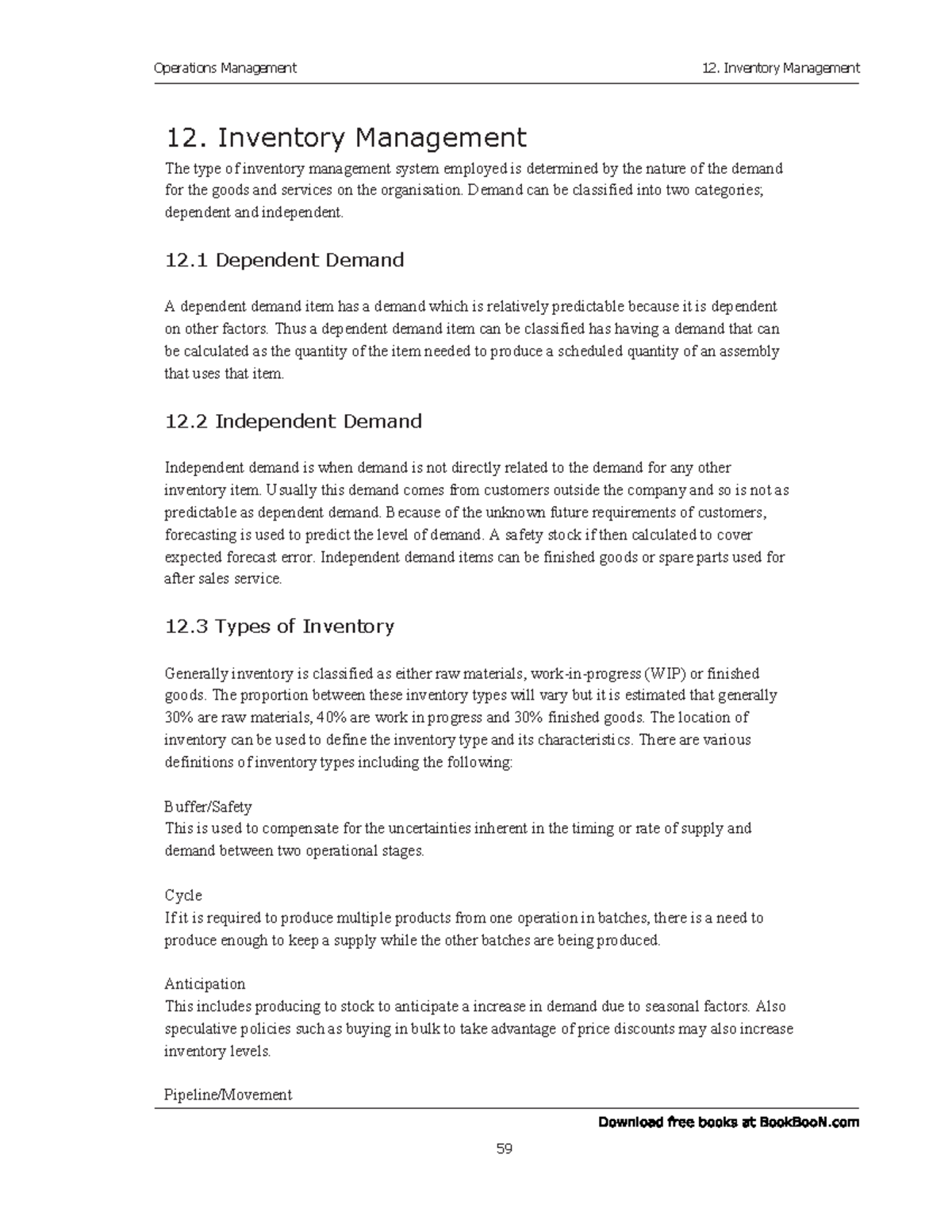 Inventory Mangement - 12. Inventory Management The type of inventory ...