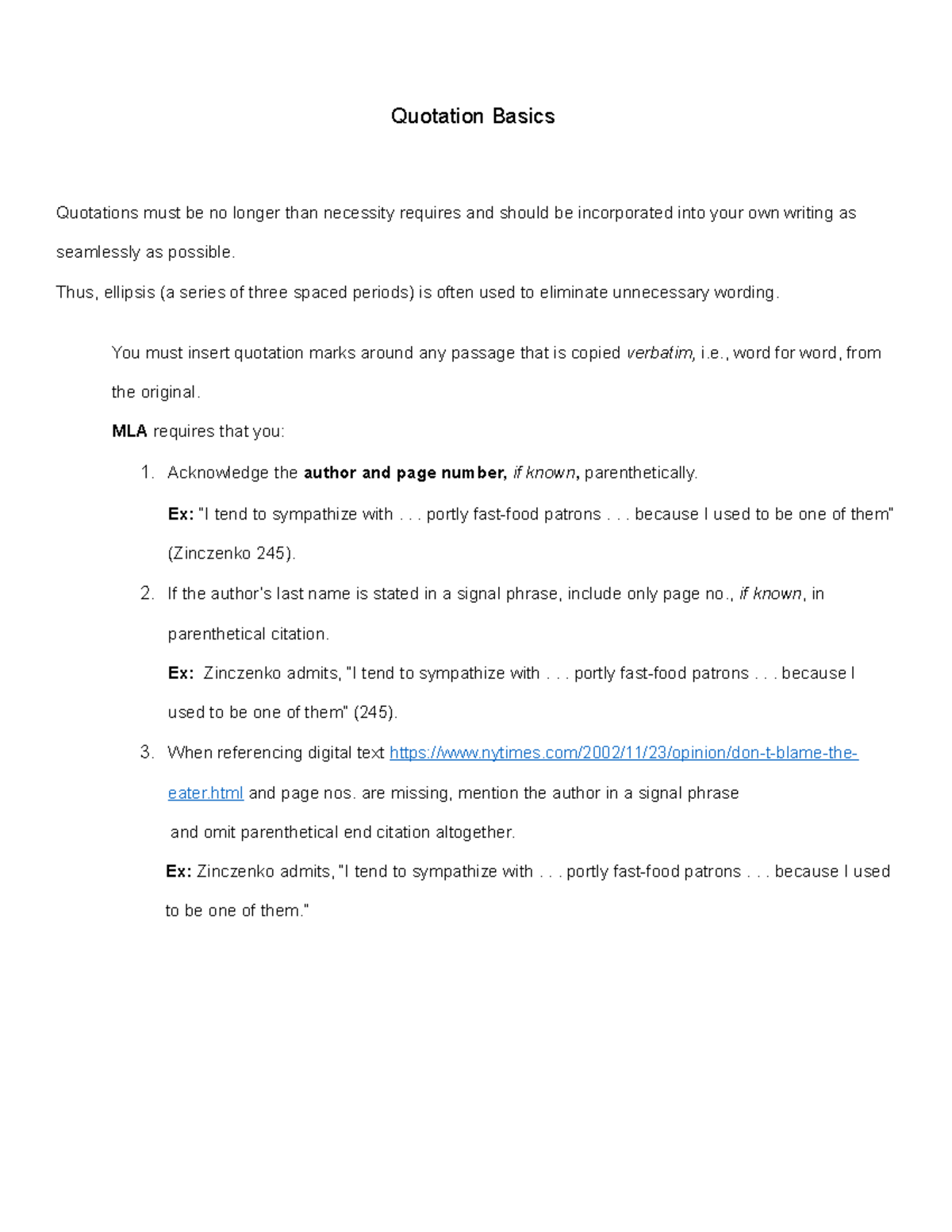 Quotation Basics - Quotation Basics Quotations must be no longer than ...