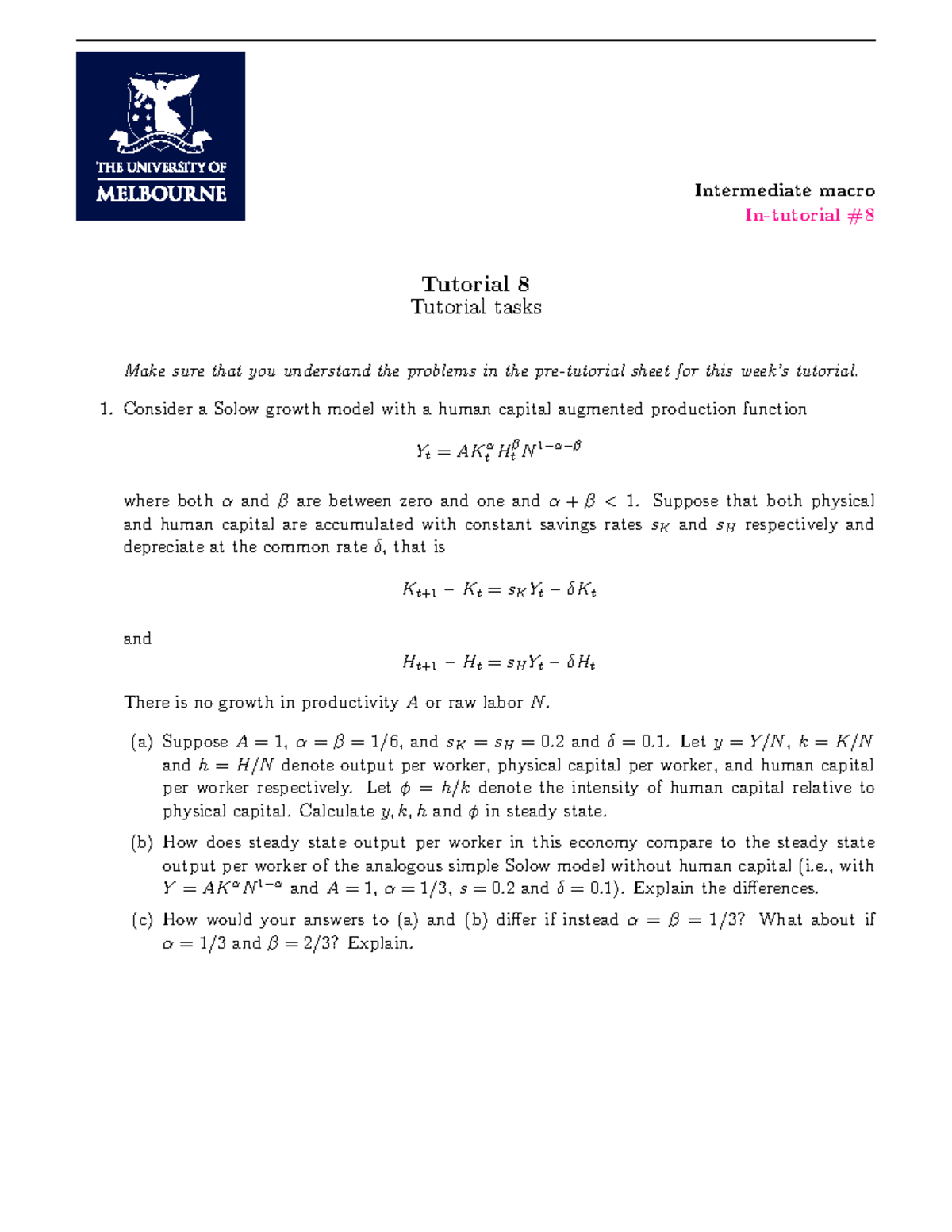 Tutorial 8 - Intermediate macro In-tutorial # Tutorial 8 Tutorial tasks Make sure that you - Studocu