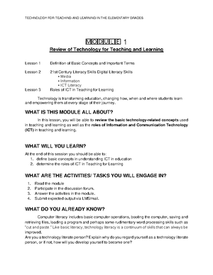 Module 5 Technology for Teaching and Learning - Utilization of ...