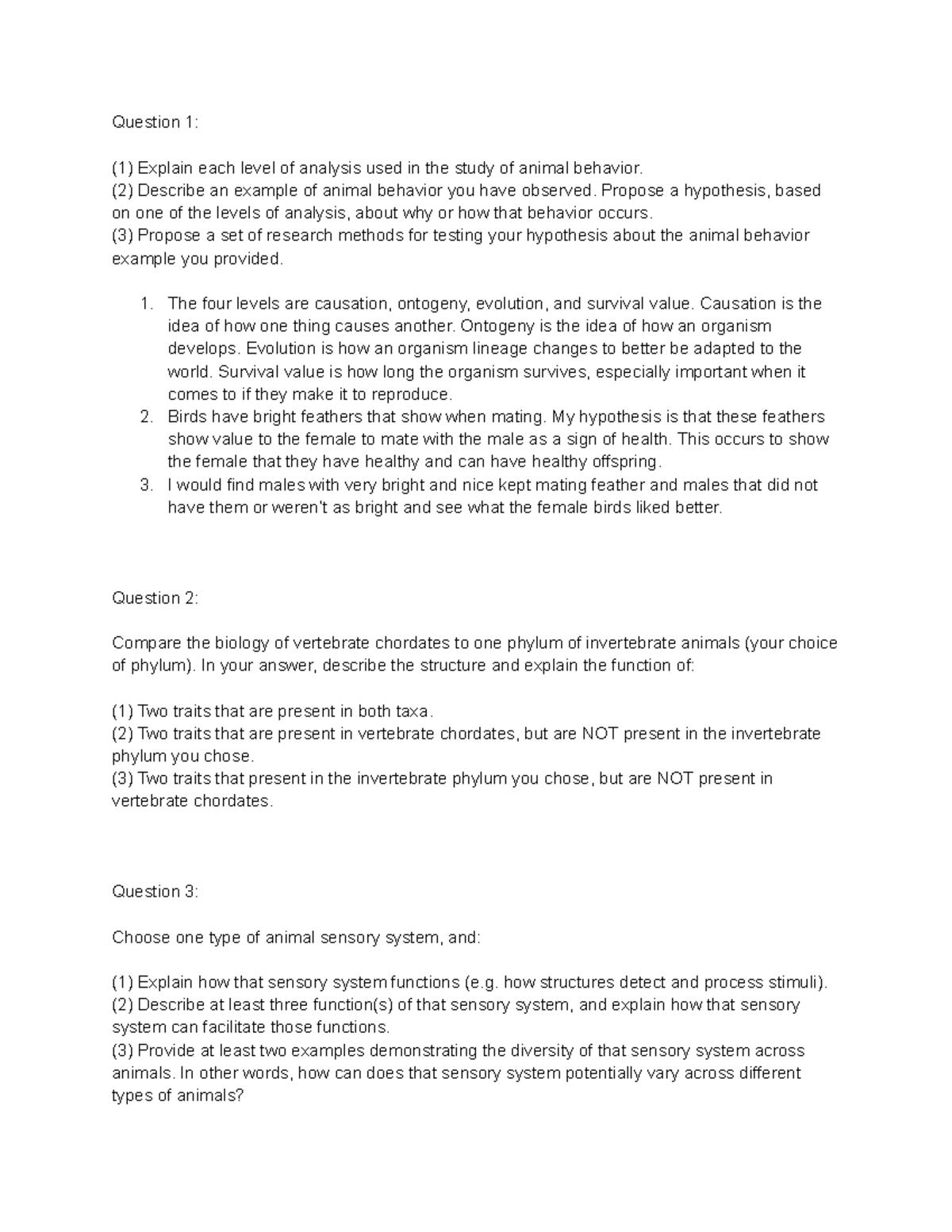 Exam 3 open response - Question 1: (1) Explain each level of analysis ...