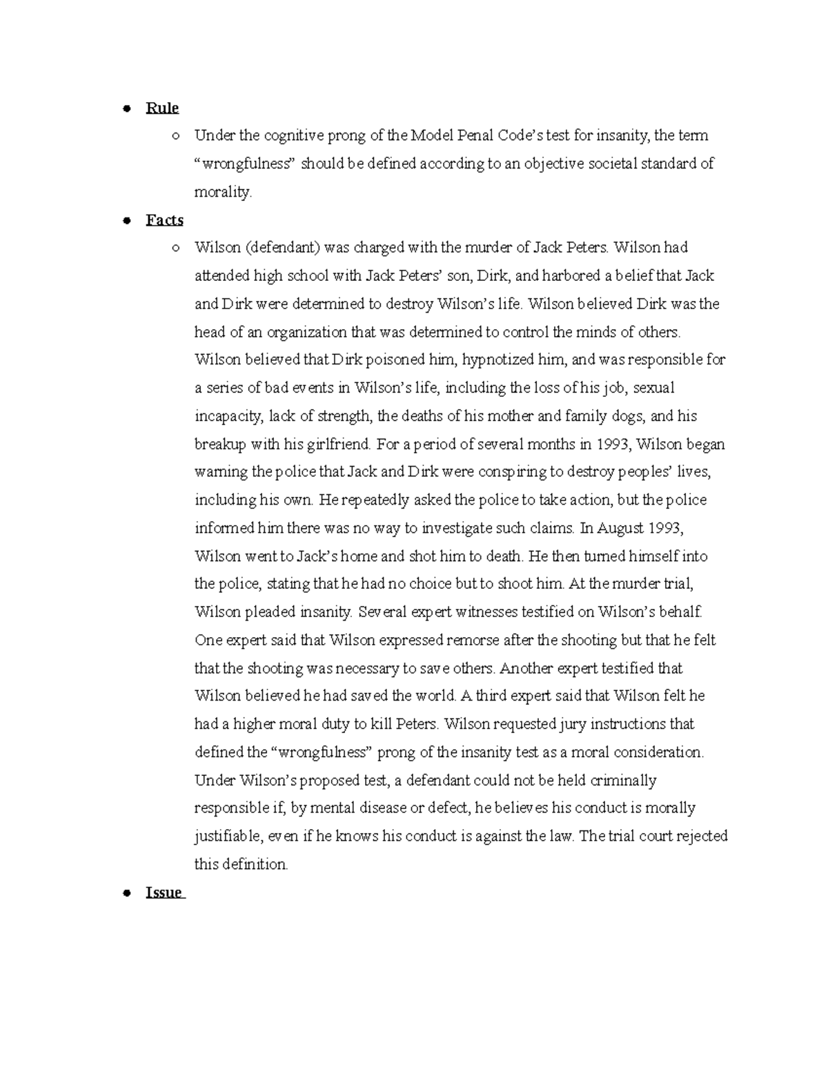 Criminal Law 2022- State v. Wilson - Rule Under the cognitive prong of ...