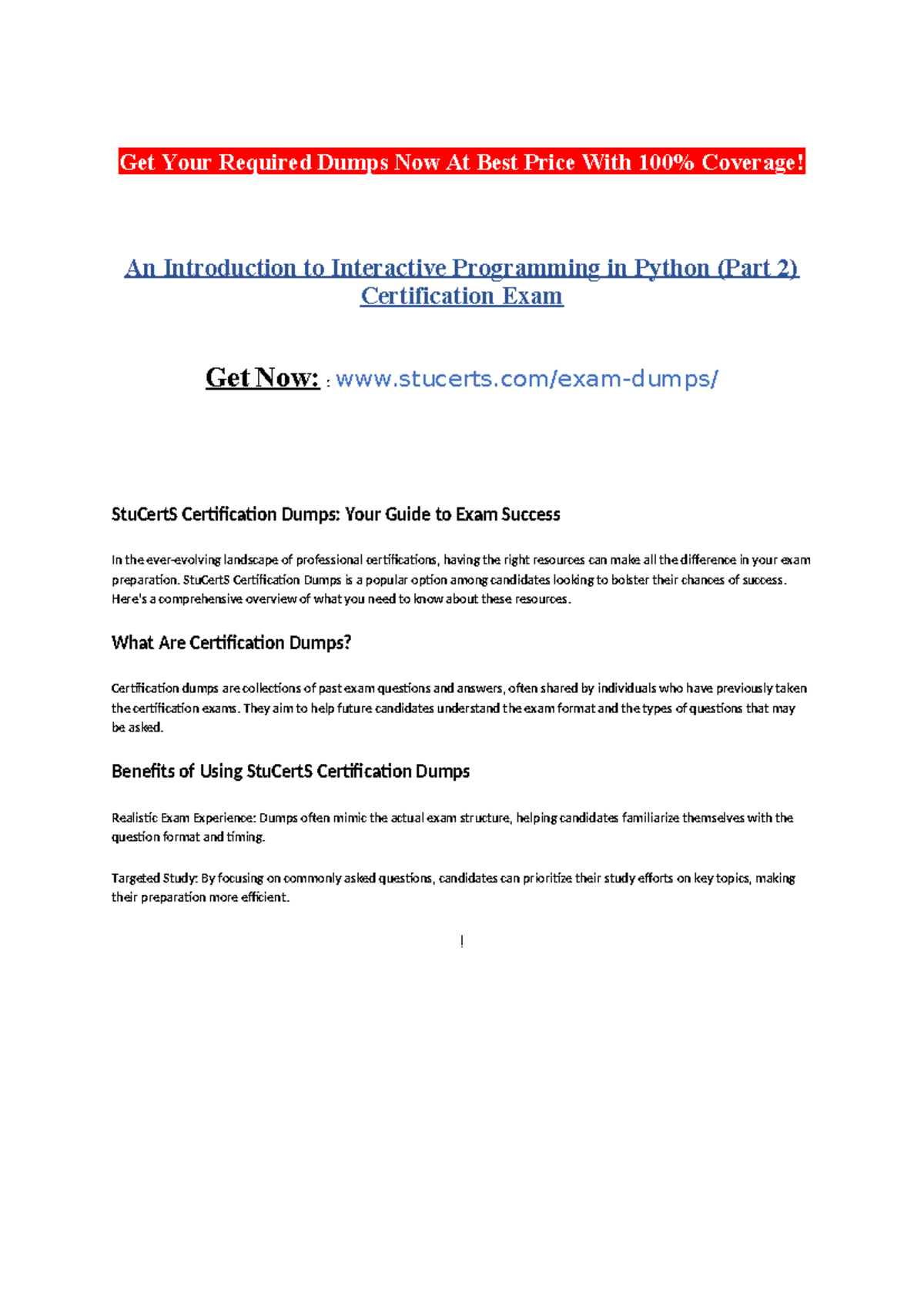 An Introduction to Interactive Programming in Python (Part 2) Certification Exam - StuCertS ...
