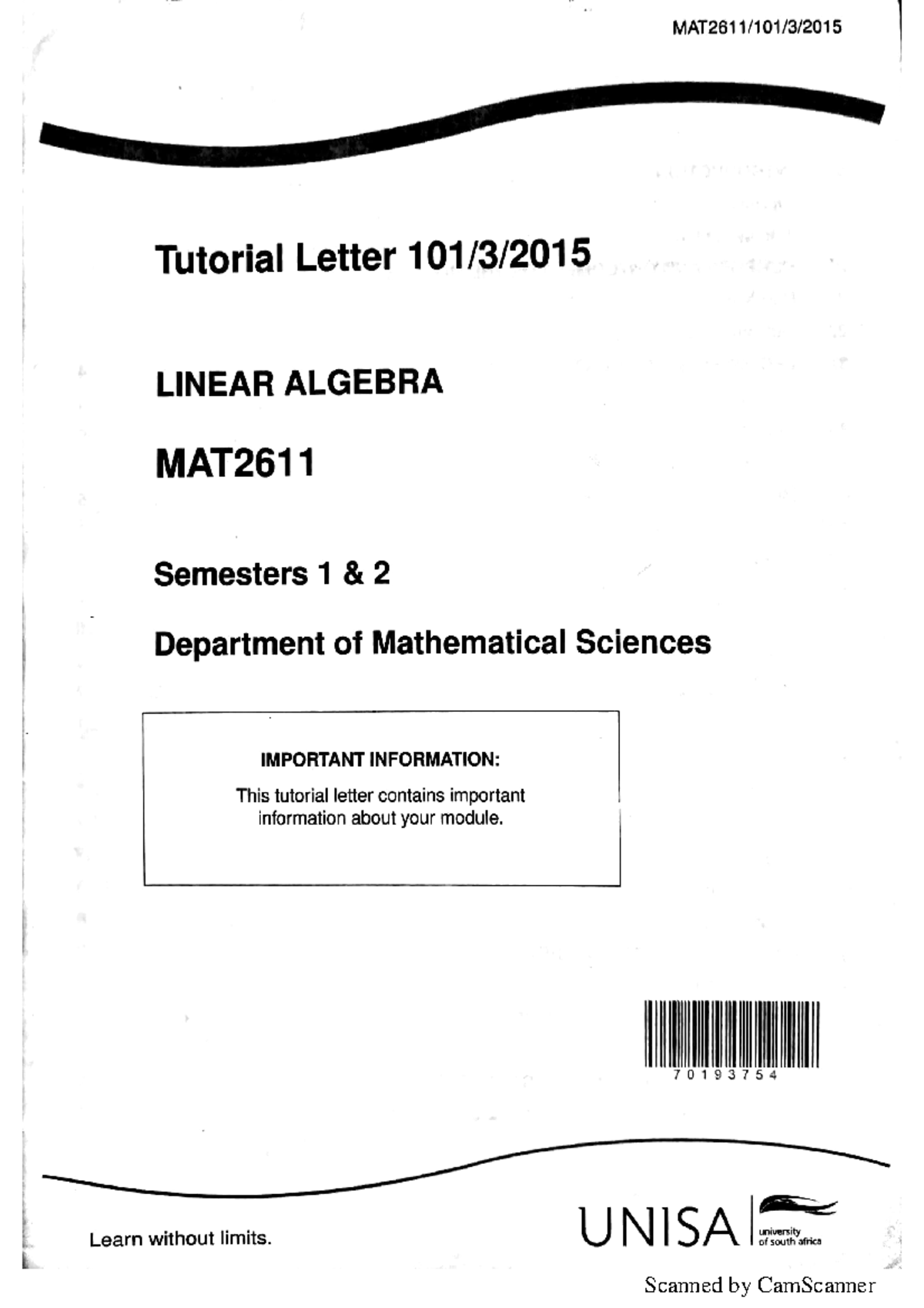 Mat2611 assignment - MAT2611 - Scanned by CamScanner Scanned by CamScanner Scanned by CamScanner ...