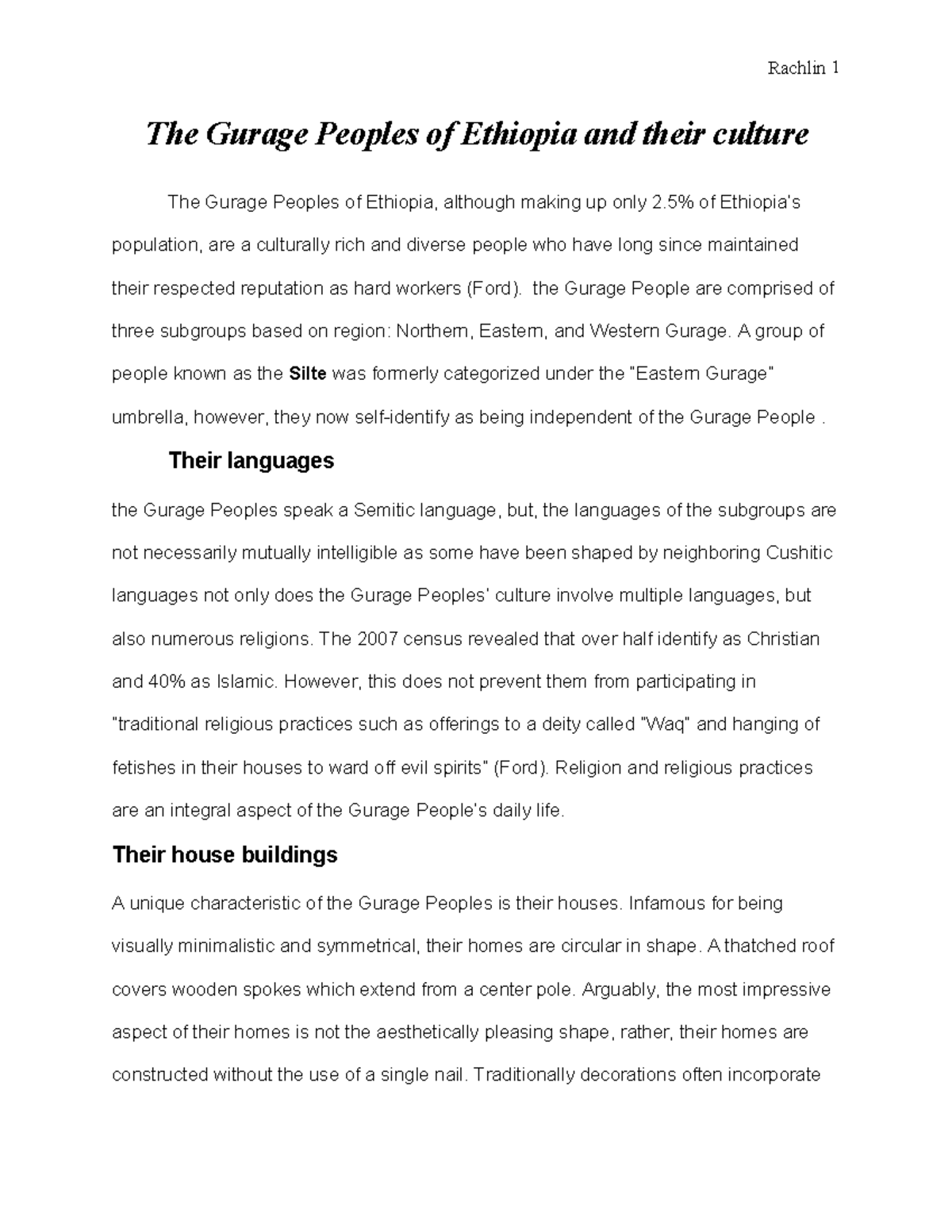 391004809 gurage peoples final paper - The Gurage Peoples of Ethiopia ...