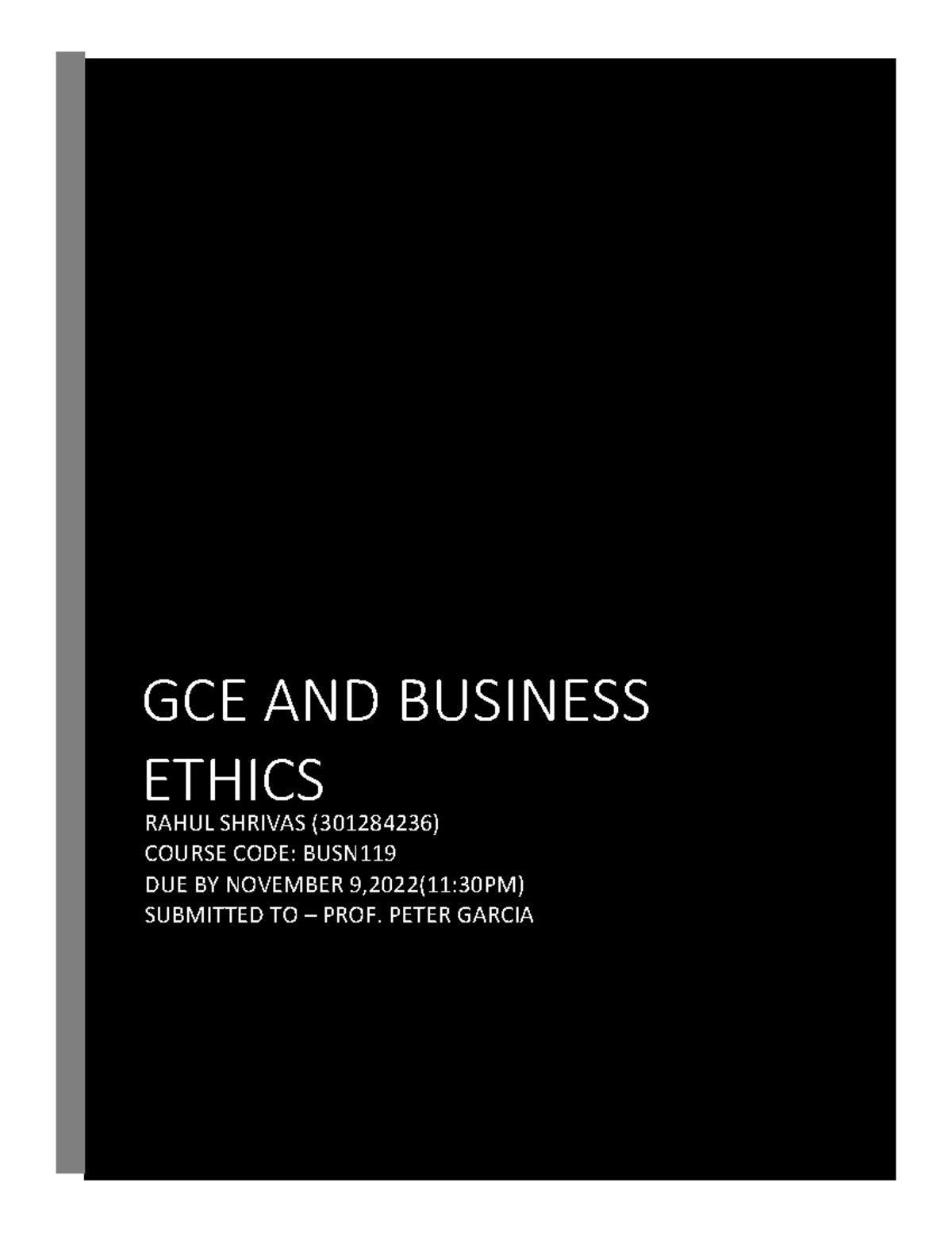 Business gce rahul shrivas - GCE AND BUSINESS ETHICS RAHUL SHRIVAS ...