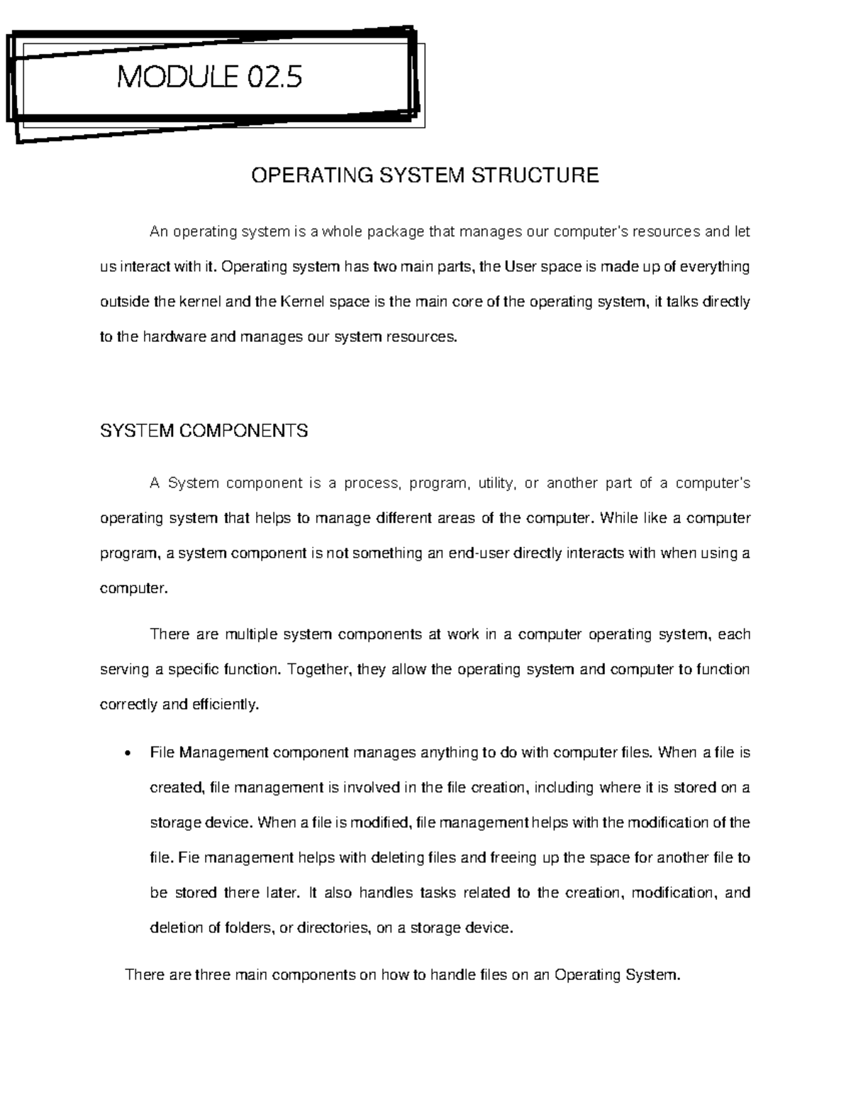 Module 02.5 - Operating System Structure - OPERATING SYSTEM STRUCTURE ...