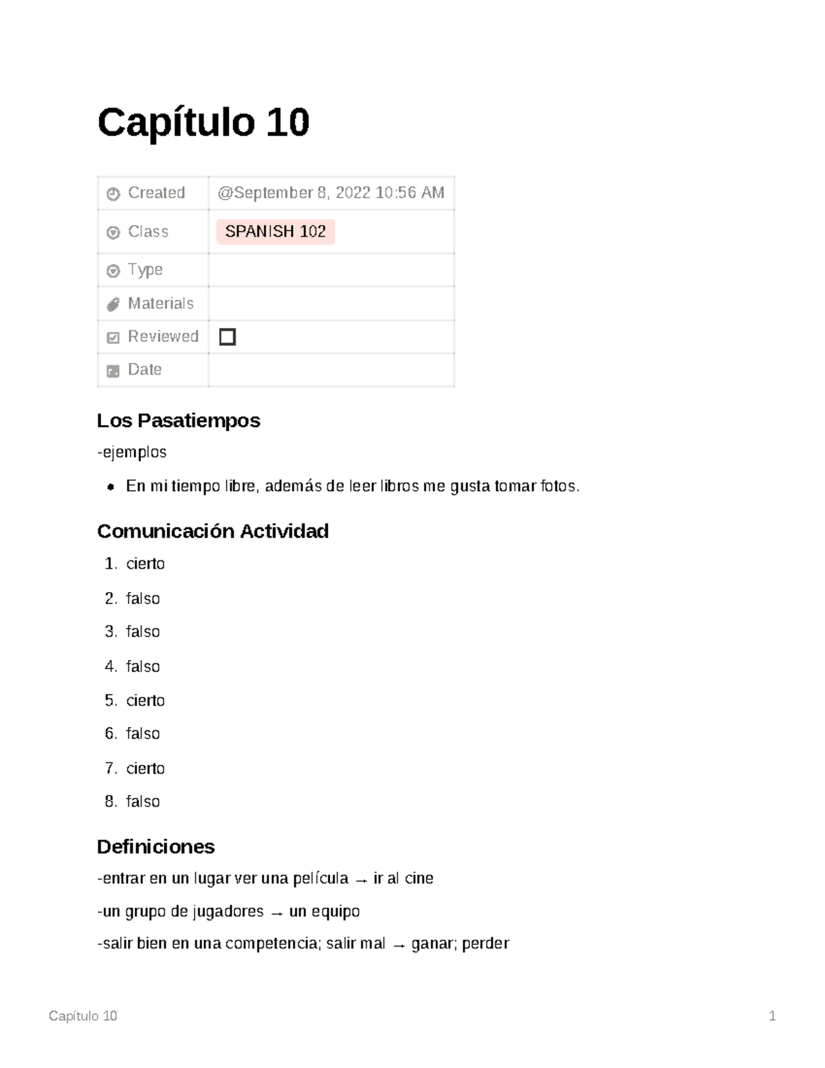 Captulo 10 - Puntos Textbook Chapter 10 - Capítulo 10 Created Class ...