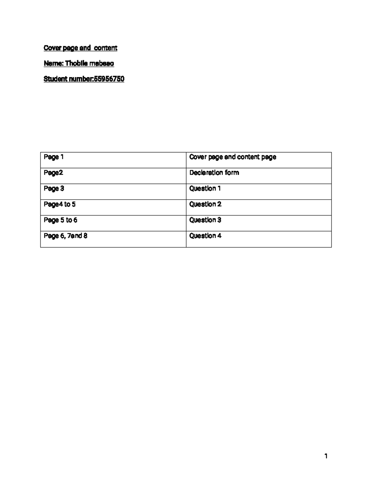 Inclusive Education - Cover page and content Name: Thobile mabaso ...