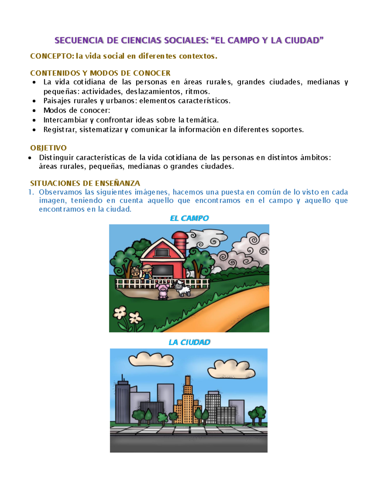 Secuencia DE Ciencias Sociales- Campo Ciudad - SECUENCIA DE CIENCIAS ...