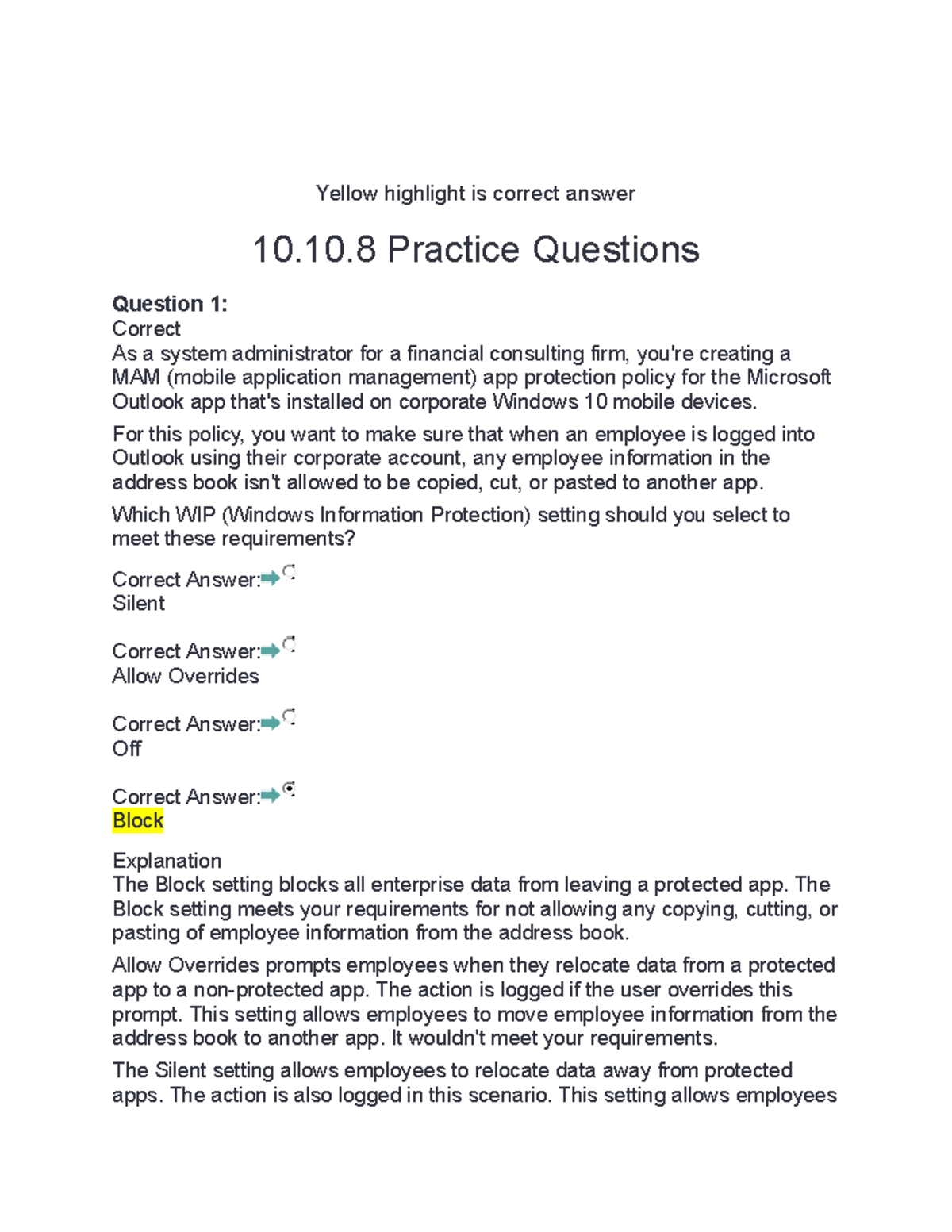 Quiz 10 10 8 Mobile Computing Yellow Highlight Is Correct Answer 10 10 Practice Questions