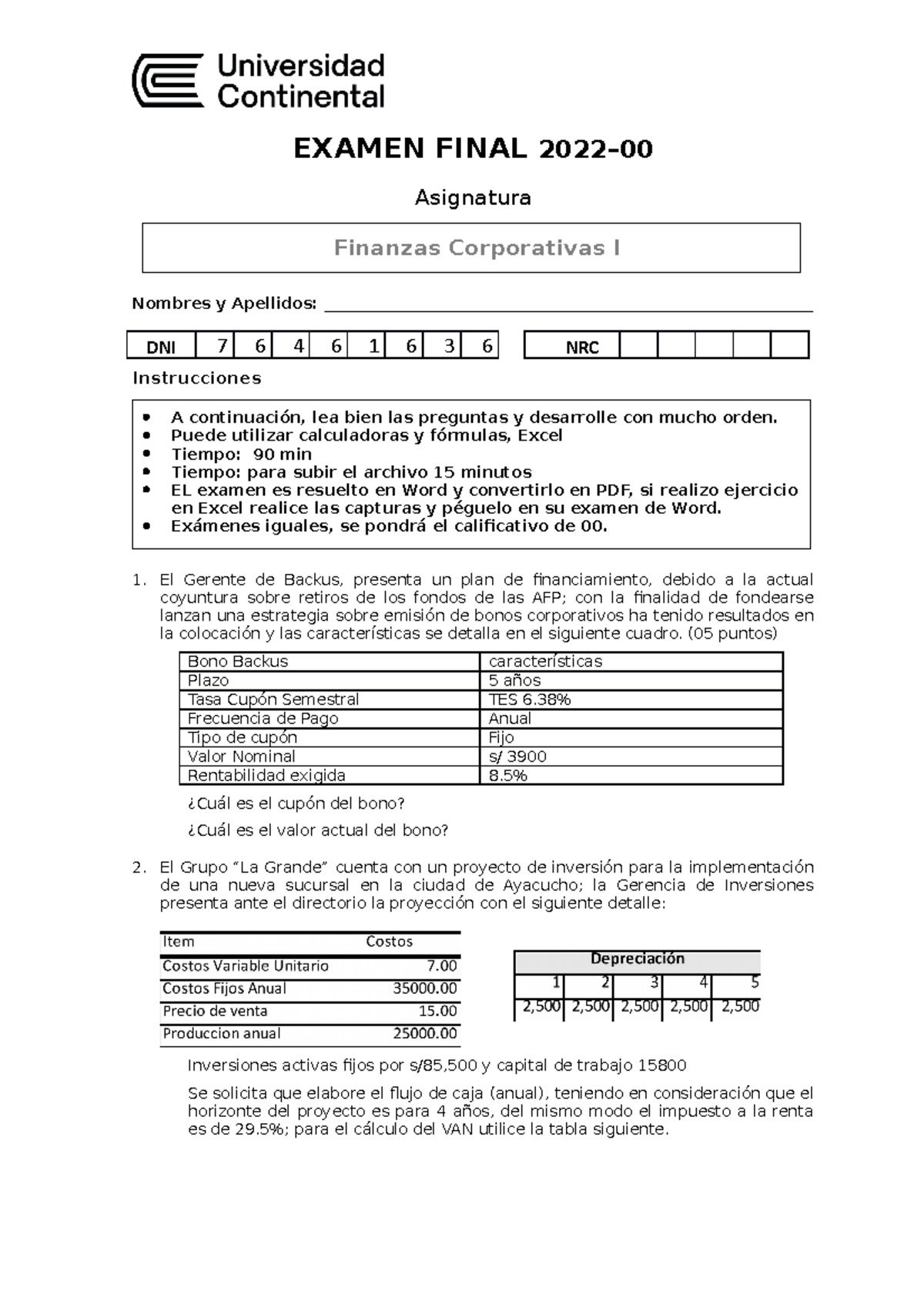 Examen Final F C Virtual - EXAMEN FINAL 2022– Asignatura Nombres y Apellidos: - Studocu