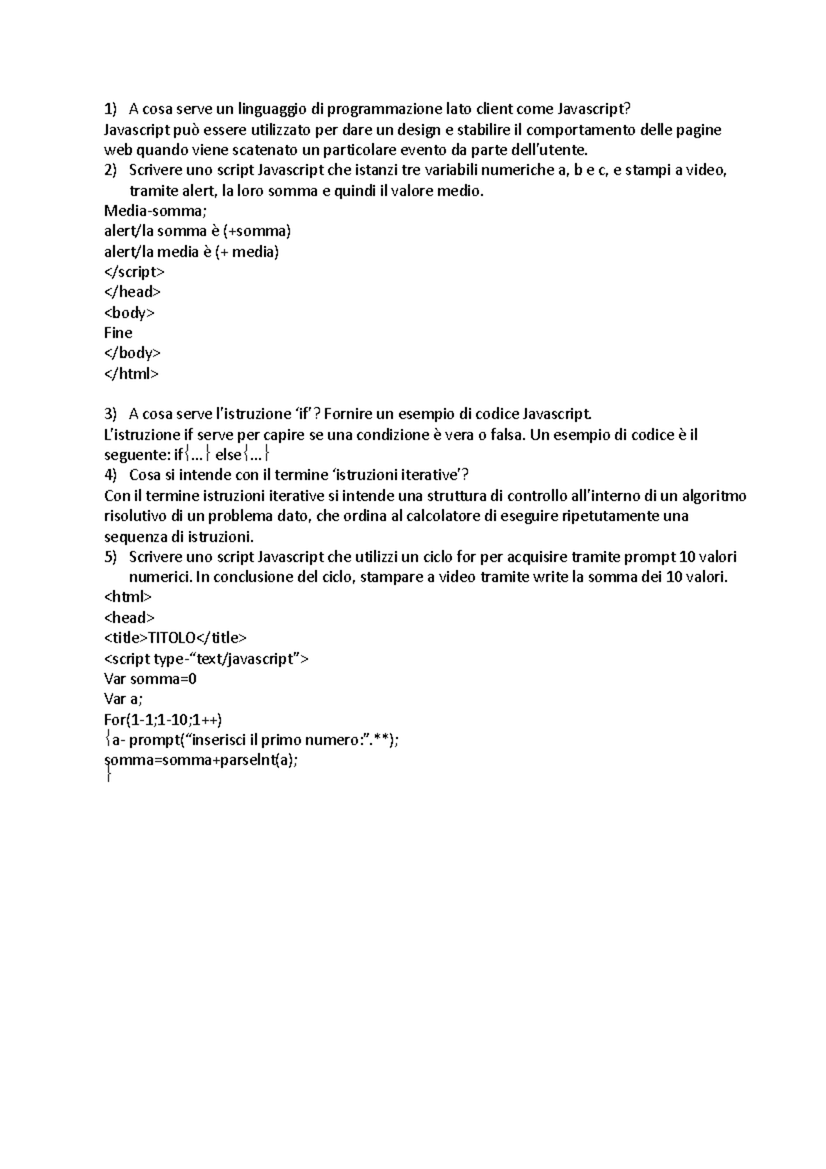 esercitazione lezione 45 - A cosa serve un linguaggio di programmazione ...