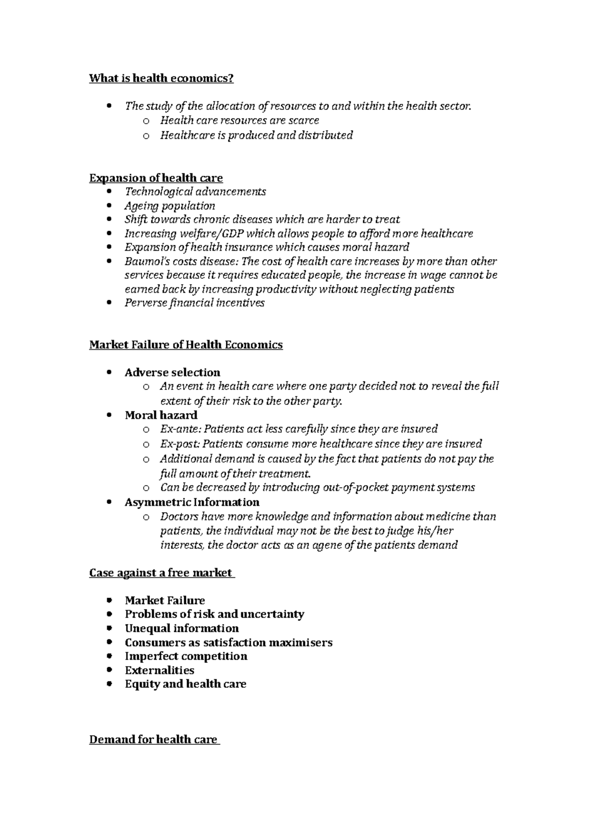 Health Economics Revision - What is health economics? The study of the ...
