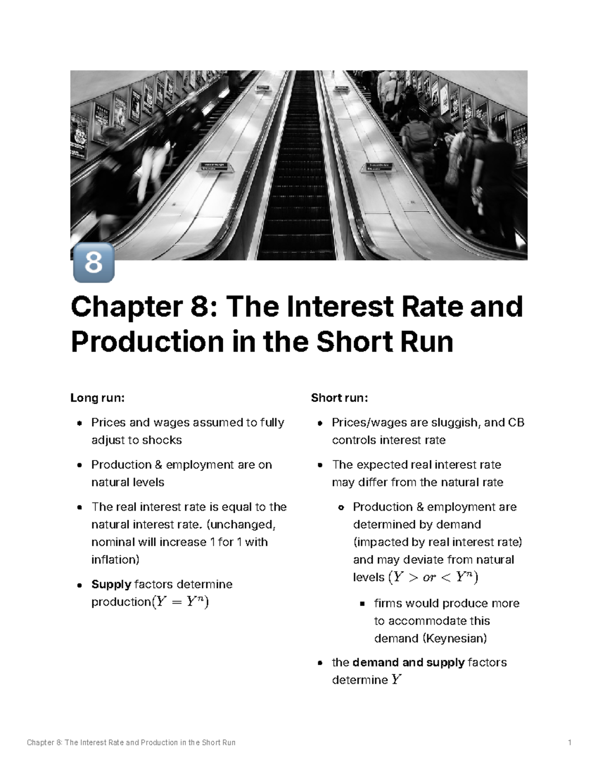 Chapter 8 Notes - 󾠵 Chapter 8: The Interest Rate and Production in the ...