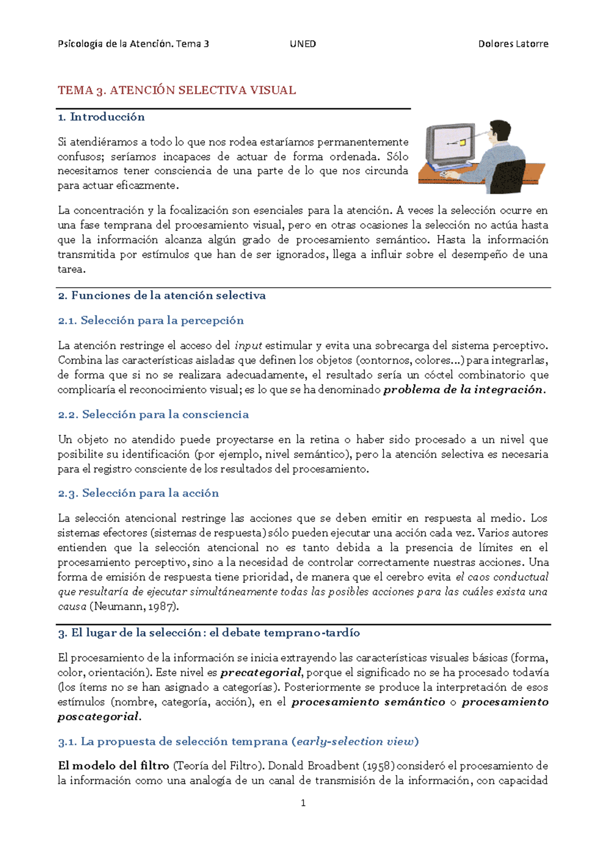 PSI 021-01 Psicologia de la Atencion Tema 3 UNED - TEMA 3. ATENCIÓN ...
