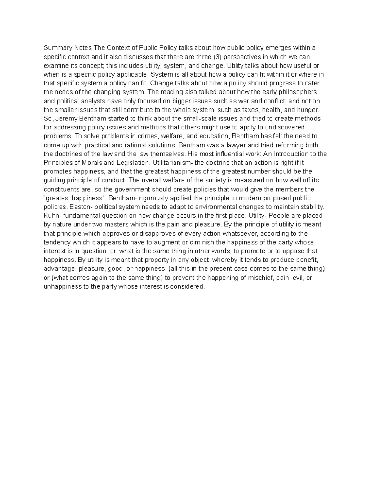 Summary Notes - Summarizing Points in Comparative Politics - Summary ...