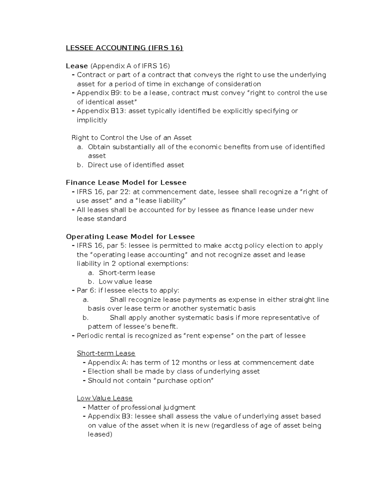 Part 6.5 Lessee Accounting (IFRS 16) - BSAcccountancy - Studocu
