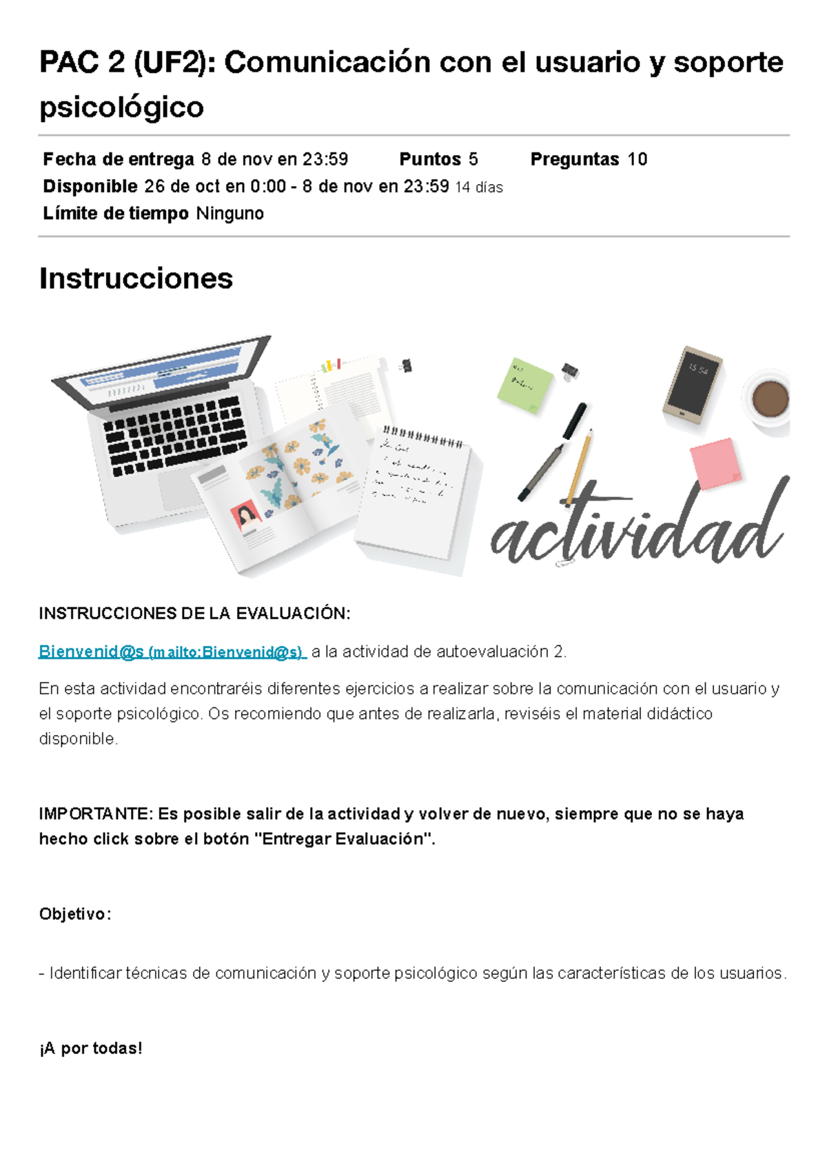 PAC 2 (UF2) Comunicación con el usuario y soporte psicológico M01 – Atención al paciente - Studocu