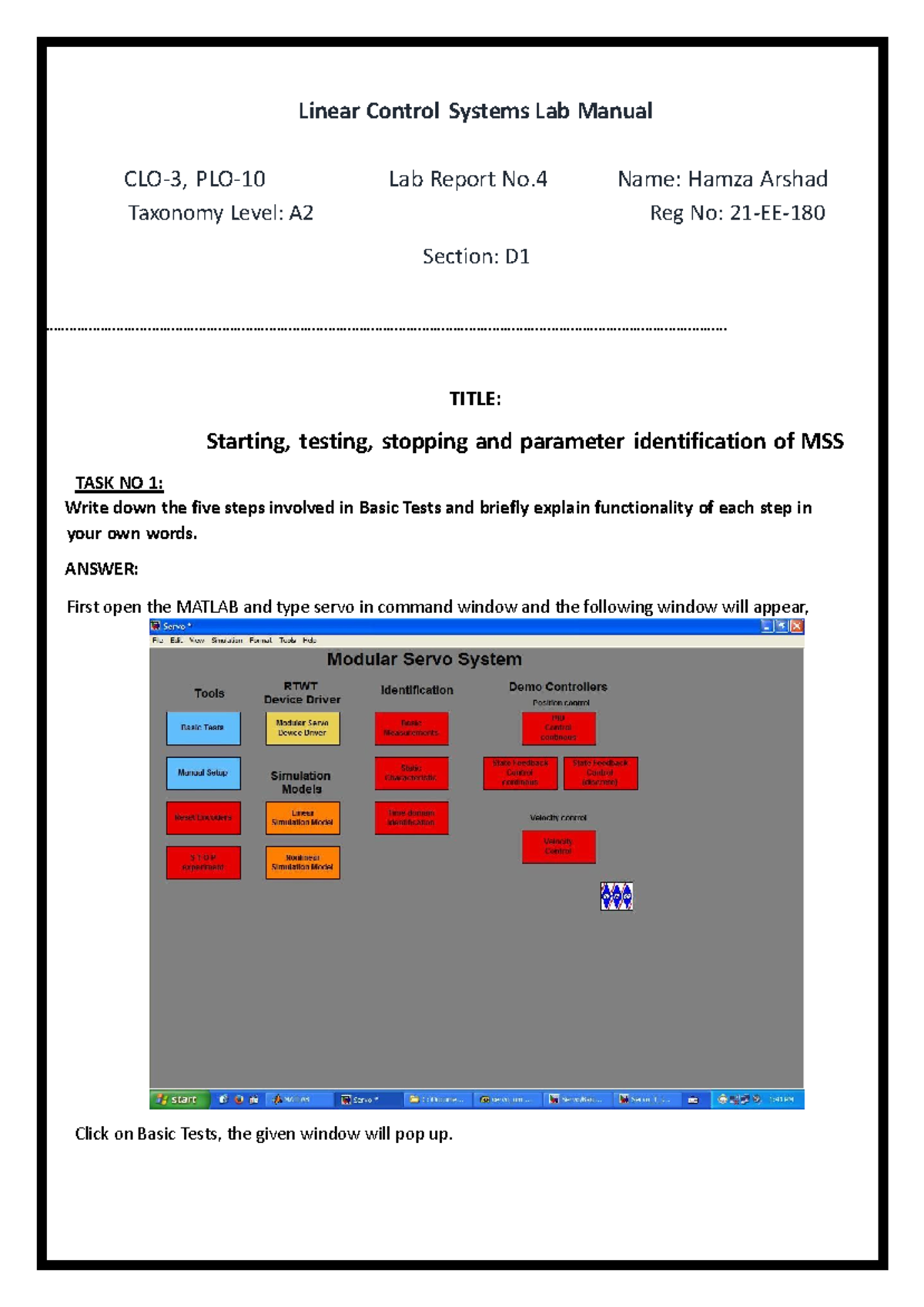 180 - It's just about how to control the system - Linear Control Systems Lab Manual CLO-3, PLO ...