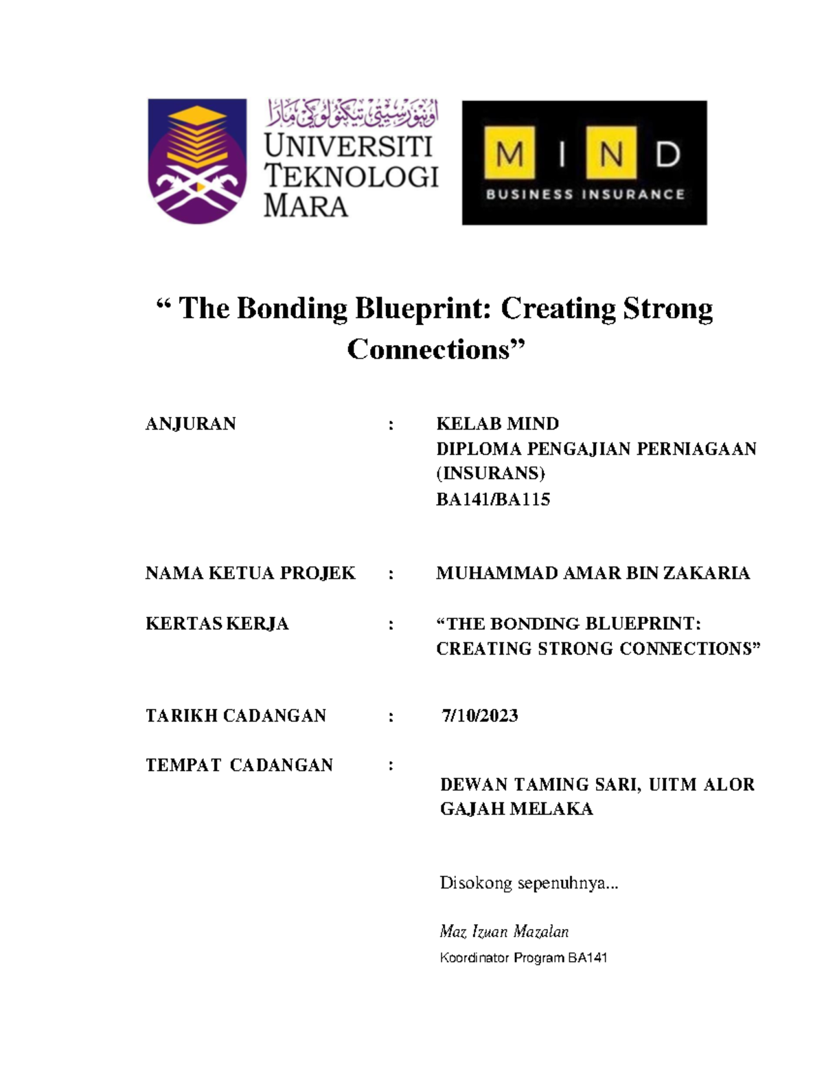 Induction+ Proposal - sdddd - “ The Bonding Blueprint: Creating Strong ...