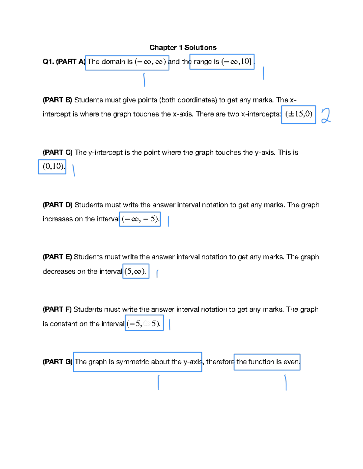 Chapter 1 Assignment Solutions 2023-09 - Chapter 1 Solutions Q1. (PART A) The domain is and the ...