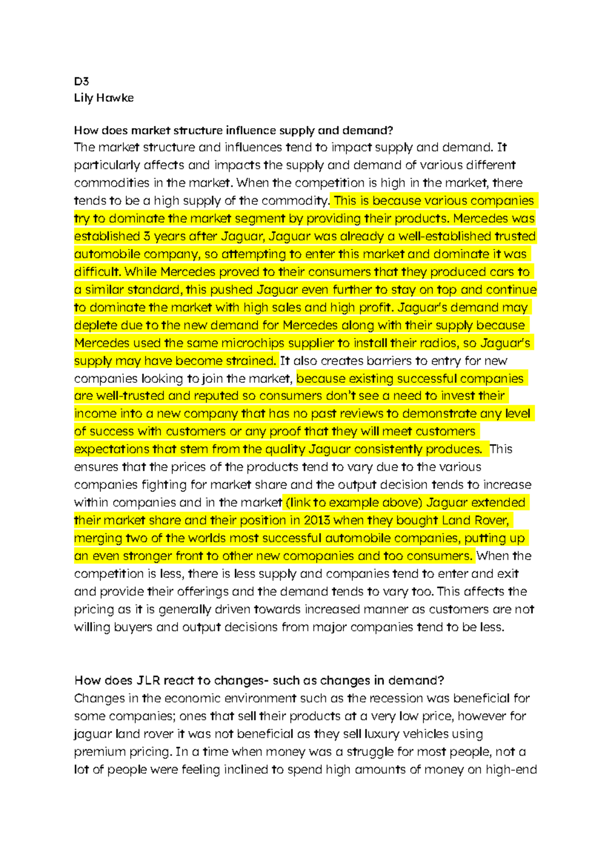 D3 - distinction d3 work - D Lily Hawke How does market structure ...