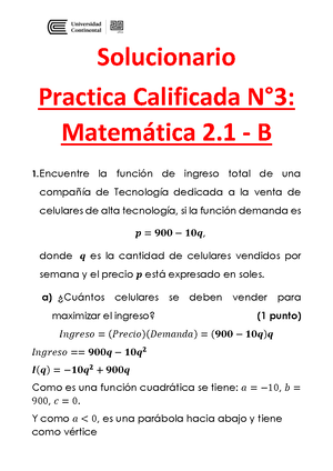 Solucionario- Practica Calificada N°2 - 2023-20 - A - Solucionario Practica Calificada N°3 ...