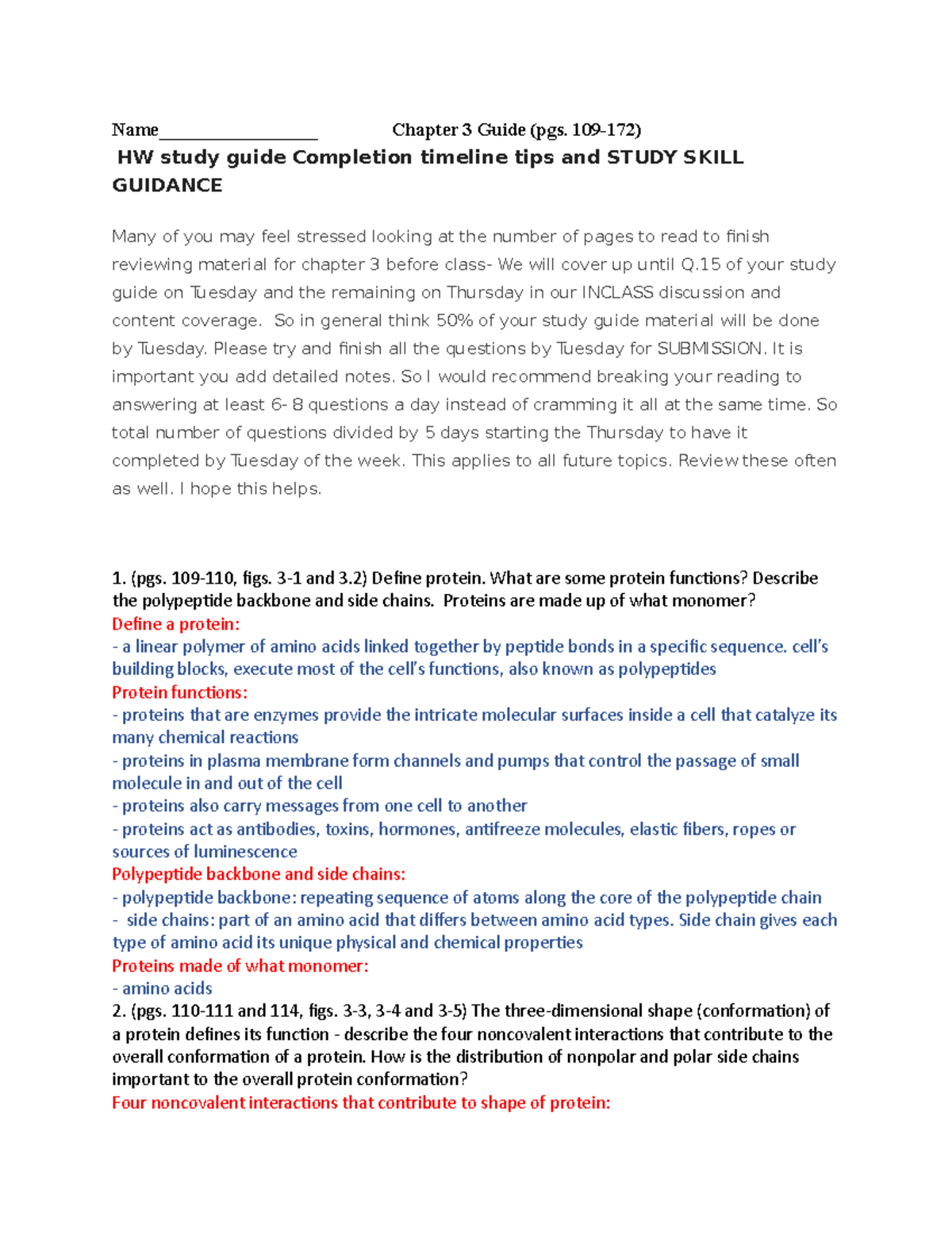 Ch. 3 Study Guide due every Tuesday for Sherlin Moses - Name ...